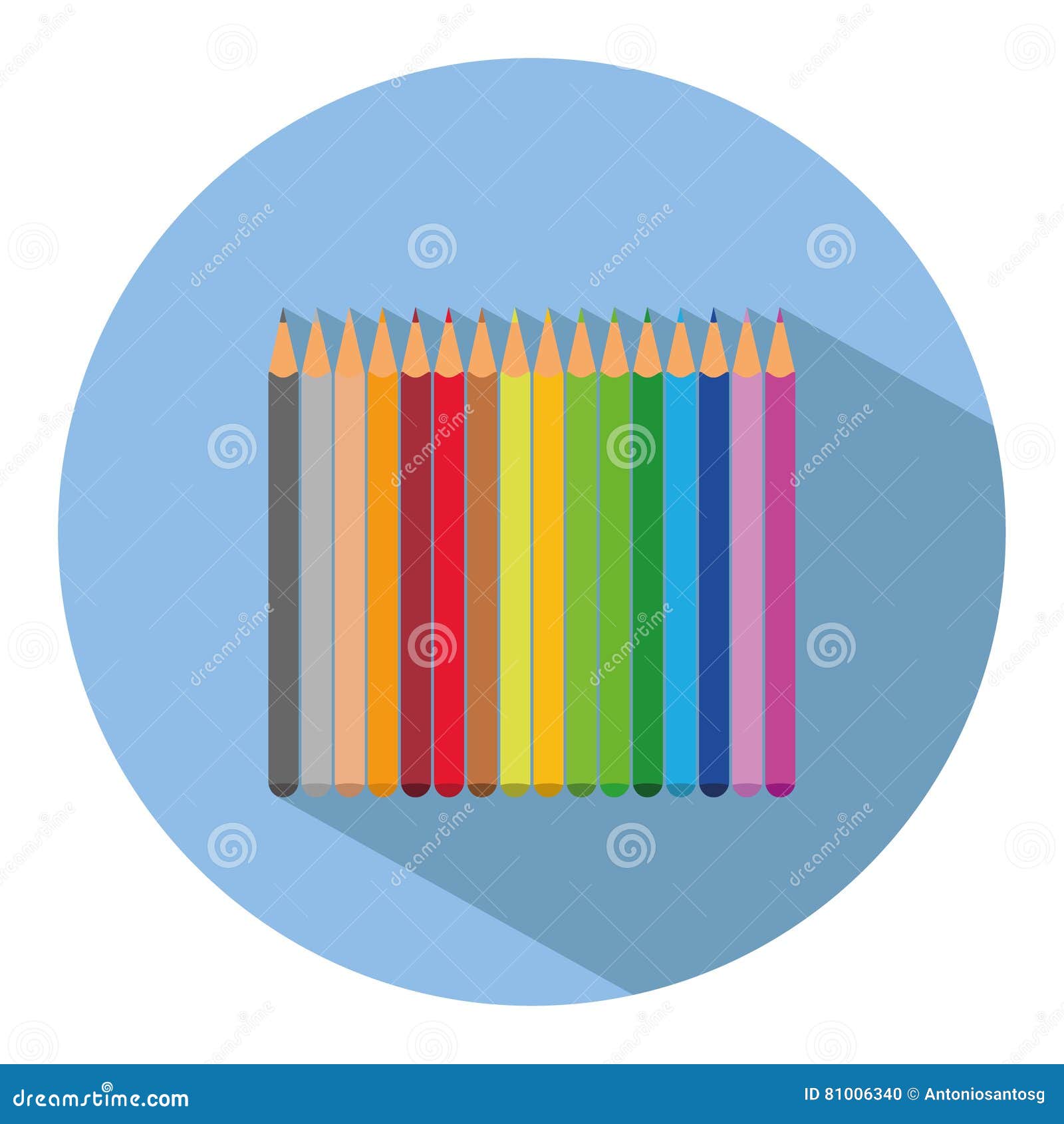 Icon of a Set of Colored Pencils in Flat Style. Vector Illustration ...