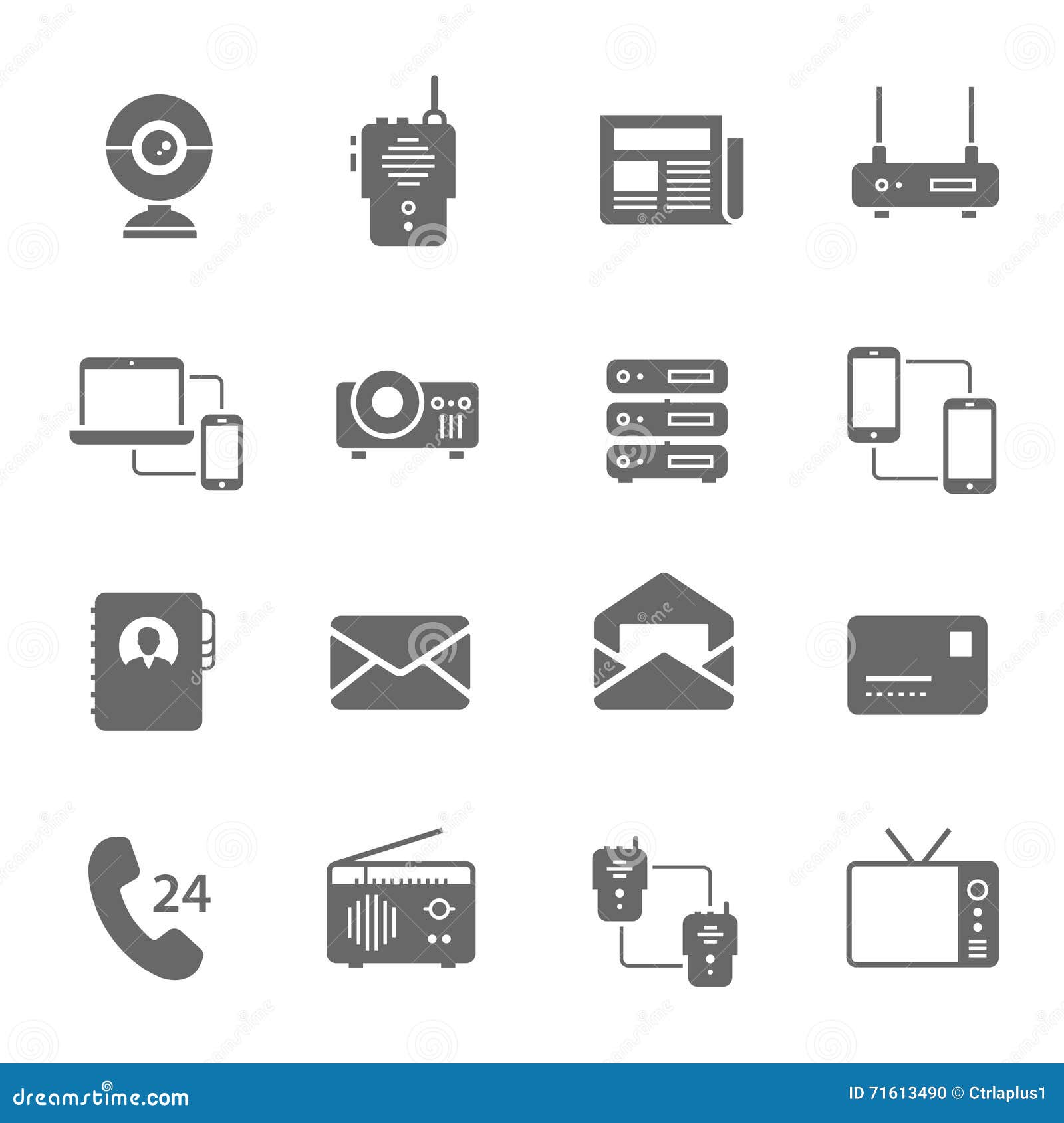 Icon Set - Communication Devices Stock Vector - Illustration of radio ...