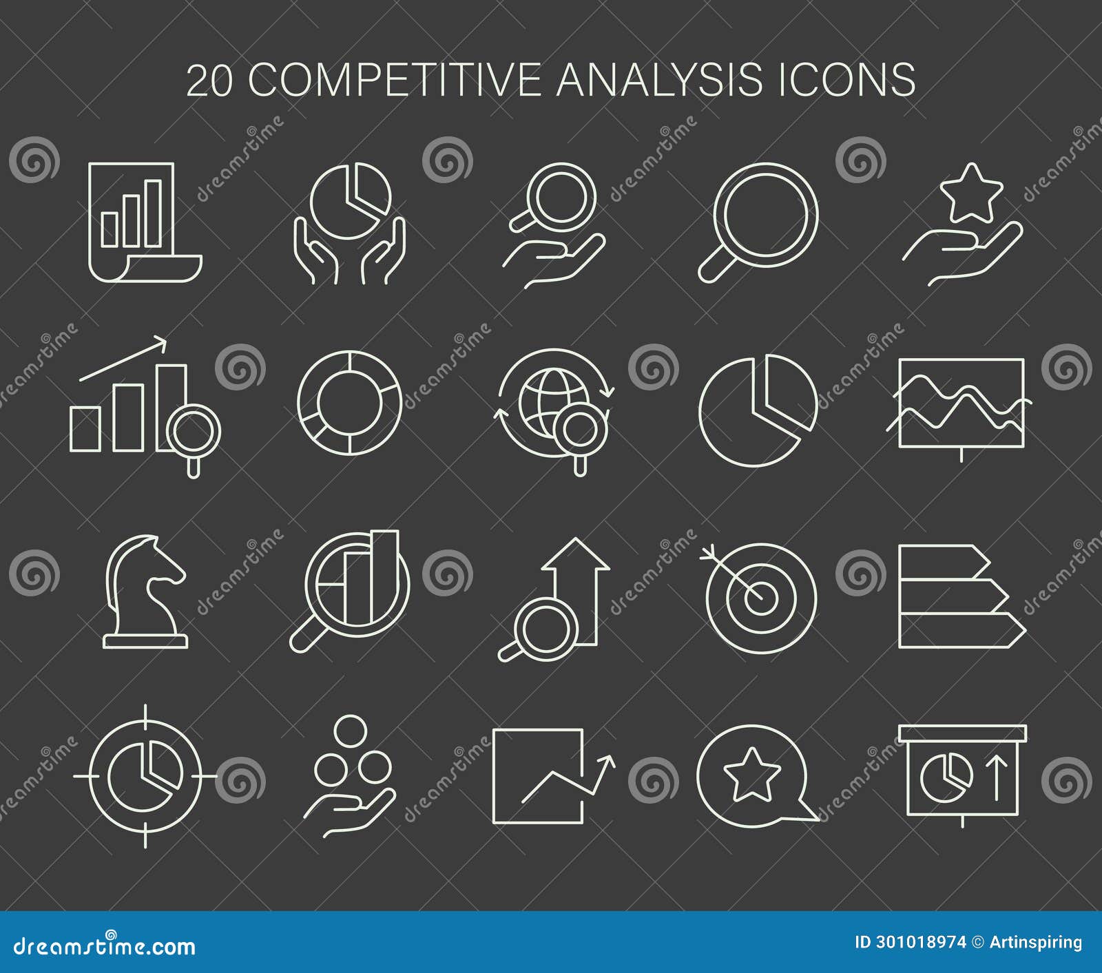 Data Interpretation Linear Icons Set. Analysis, Inference, Conclusion ...