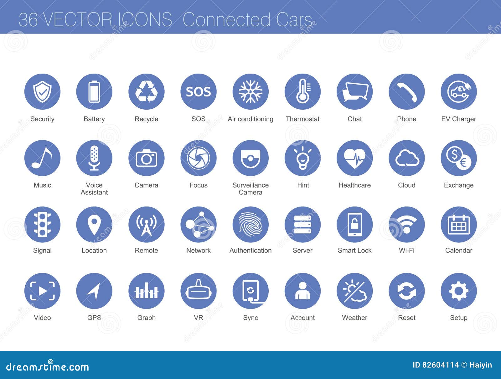 Icon Set of Connected Cars Concept Stock Vector - Illustration of ...