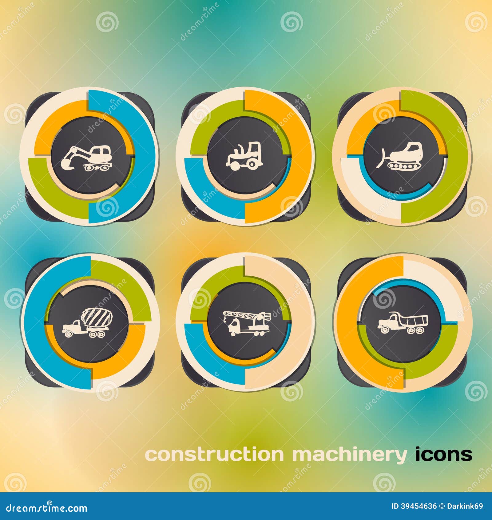 Icon Set with Construction Machinery Stock Vector - Illustration of ...