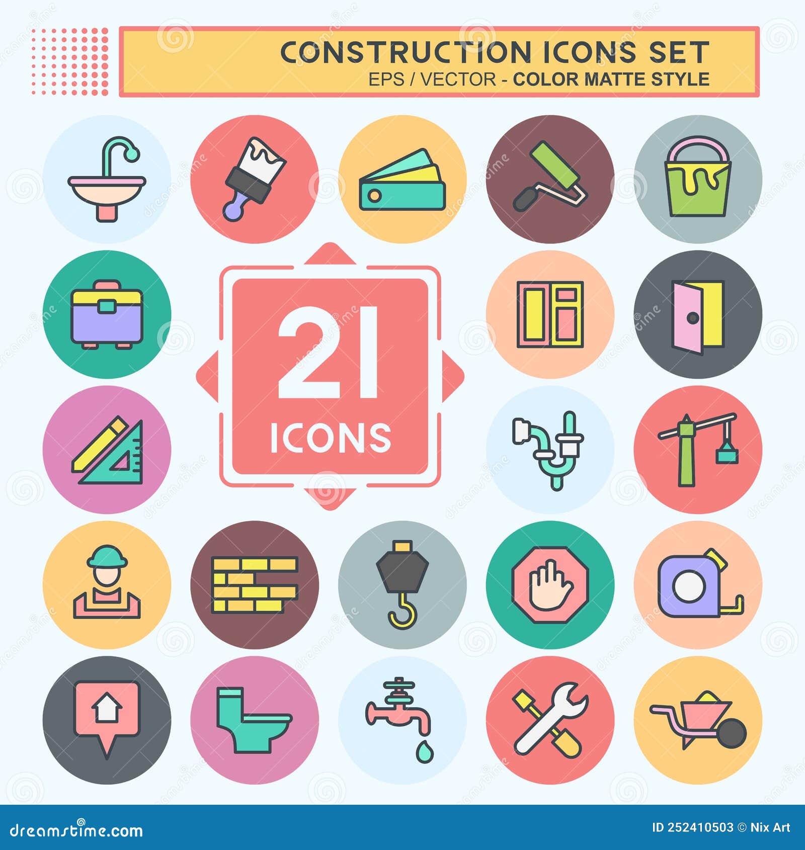 Icon Set Construction. Suitable for Building Symbol. Color Mate Style ...