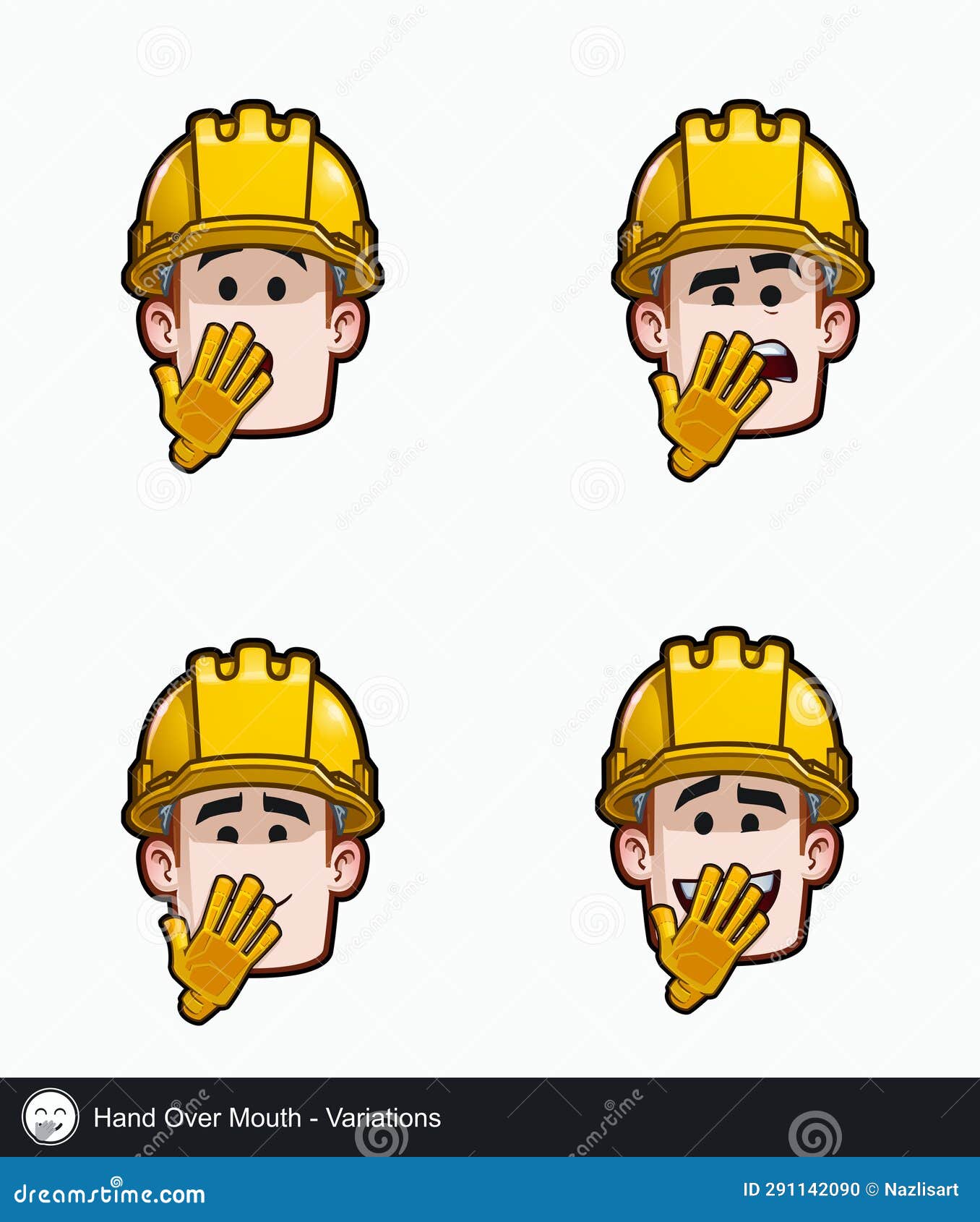 Construction Worker - Expressions - Hand Over Mouth - Variations Stock ...