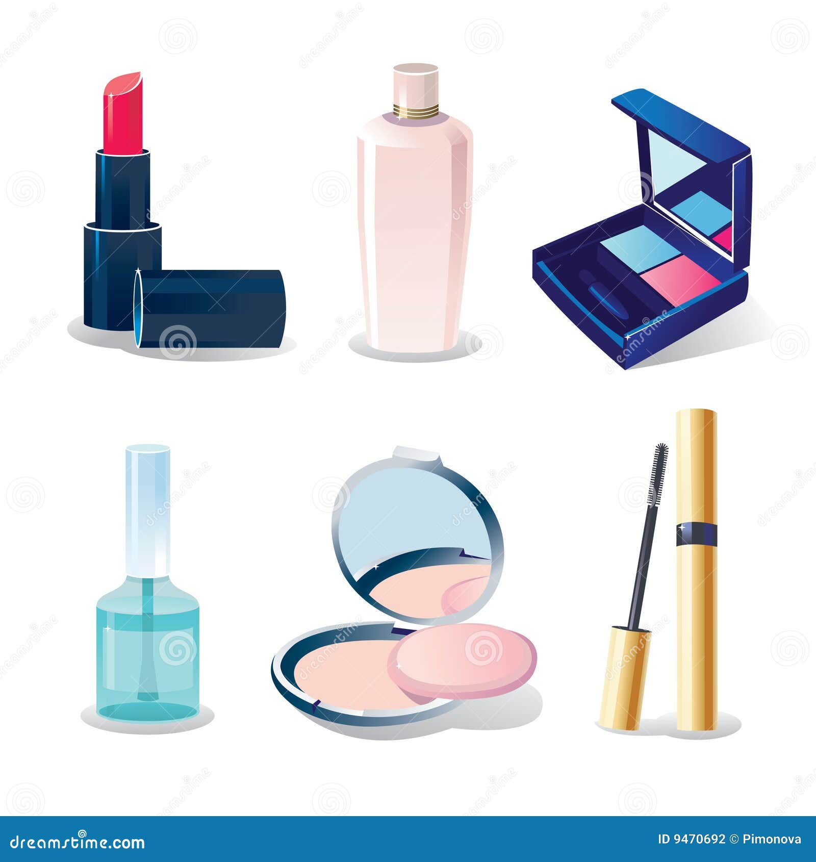 Icon Set of Cosmetic Elements Stock Vector - Illustration of face ...