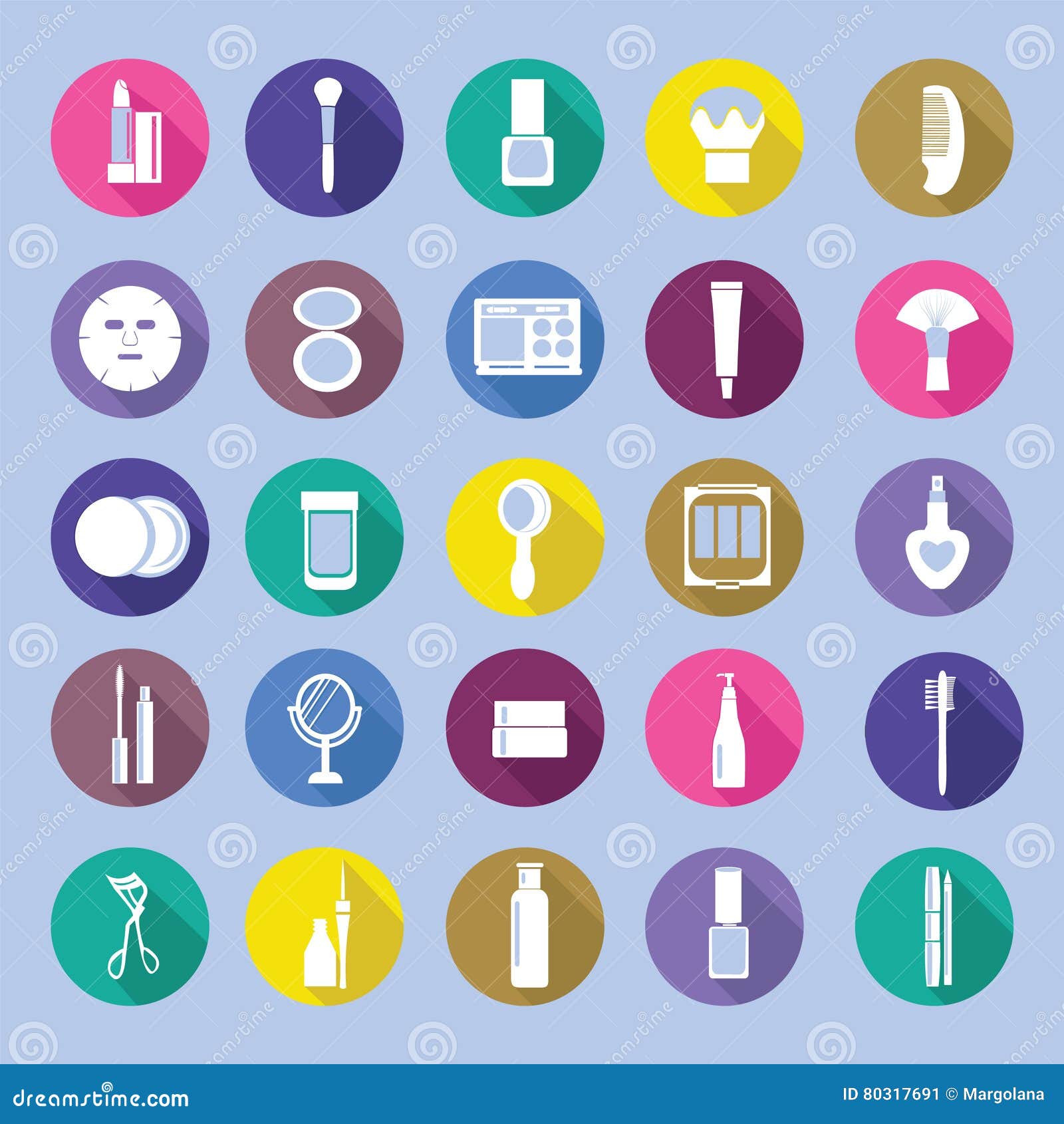 Icon Set of Cosmetics, MakeUp and Beauty Objects Stock Vector ...
