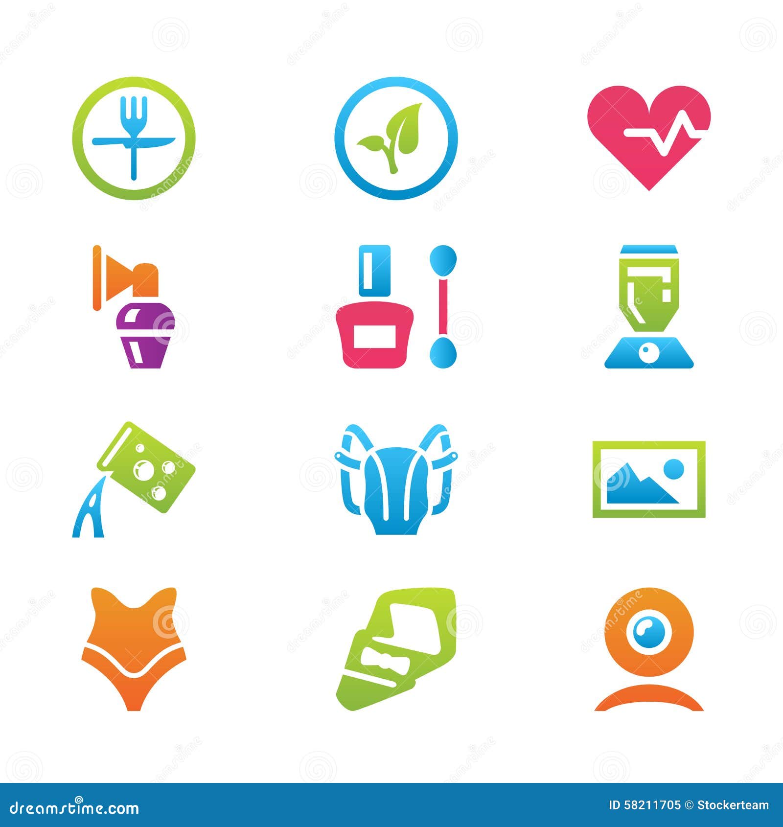 Icon Set Different Household Objects Stock Illustration - Illustration ...