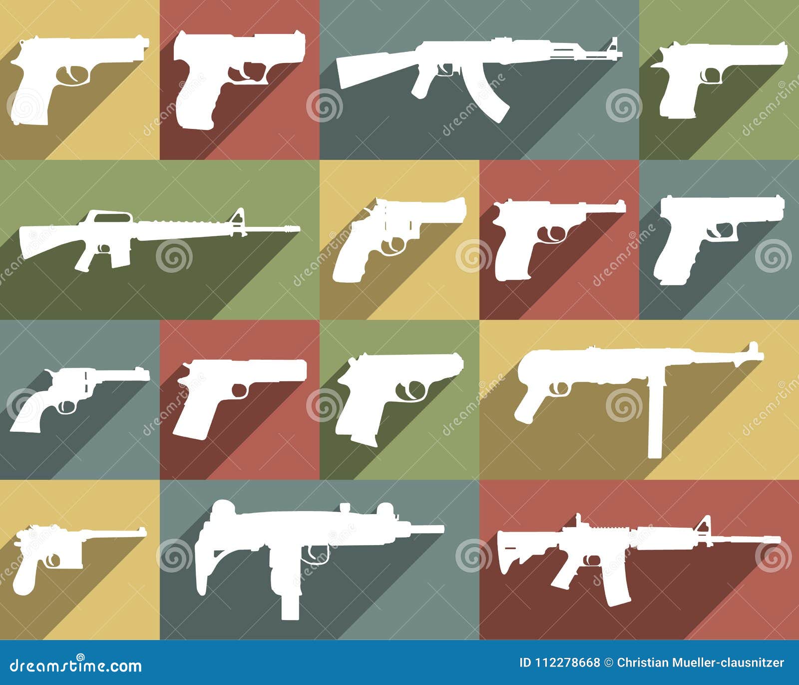 Icon Set of Different Weapons Stock Vector - Illustration of pistol ...