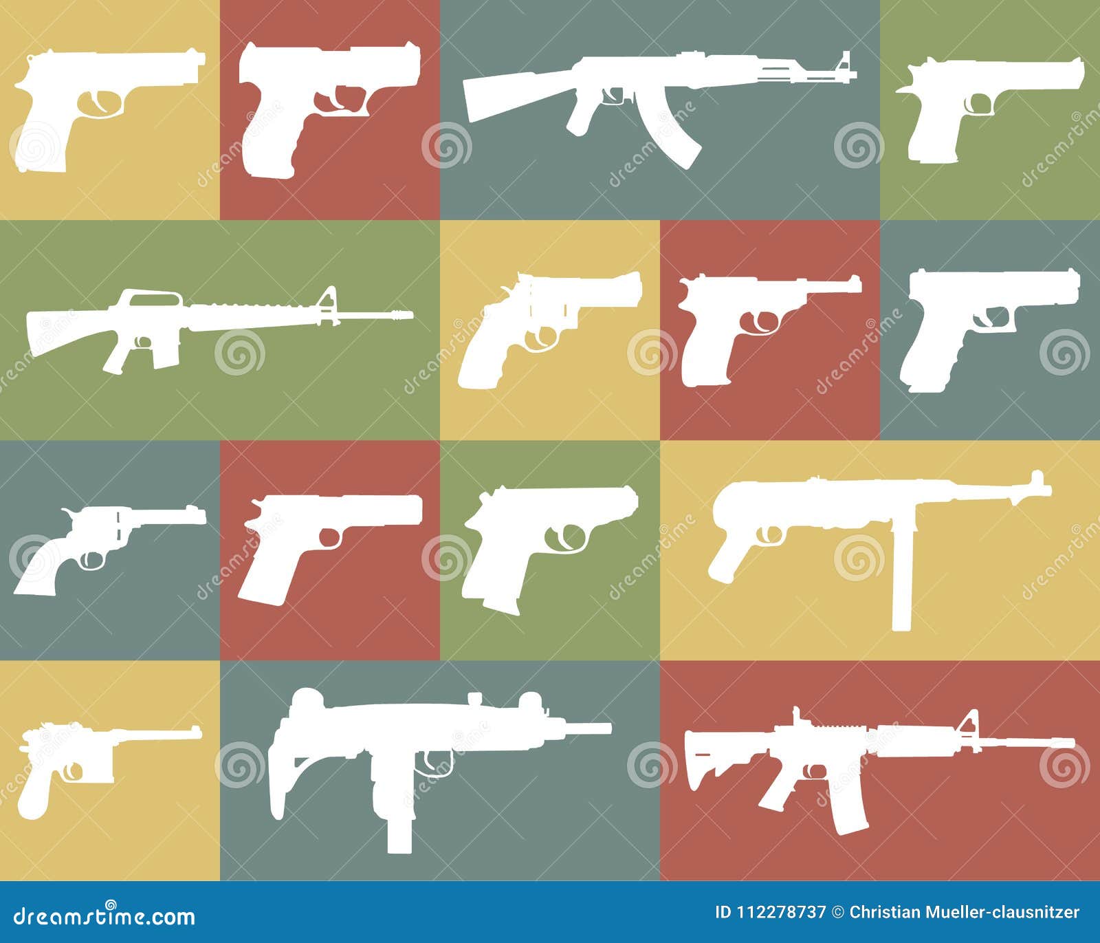 Icon Set of Different Weapons Stock Vector - Illustration of handgun ...