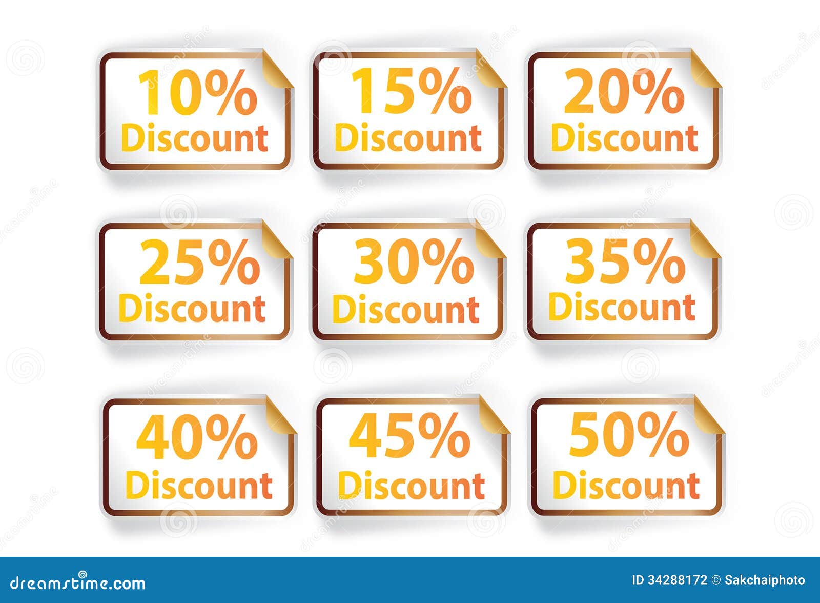 Icon Set Discount Labels Orange White Background Illu Stock ...