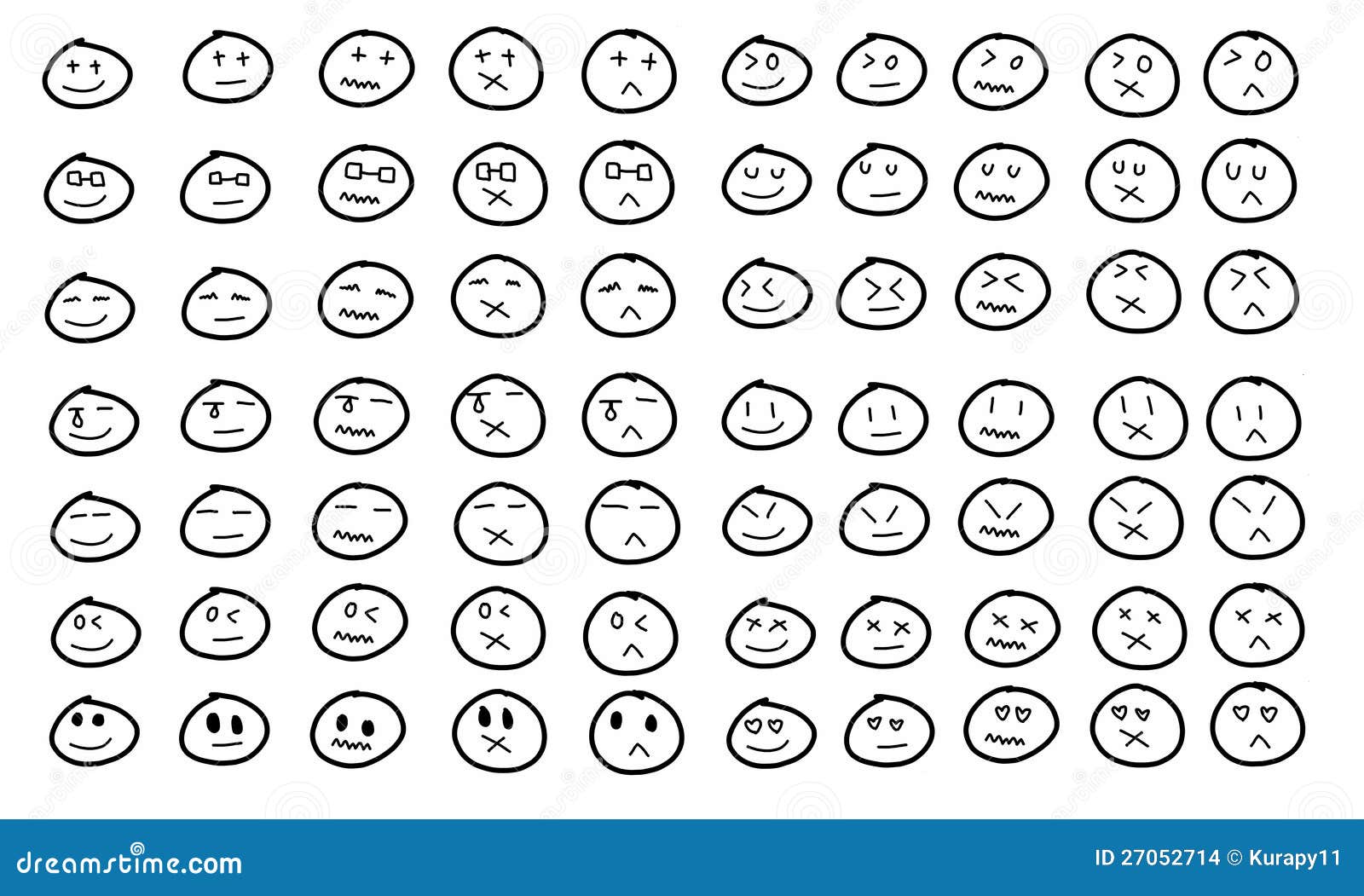 Icon Set of Doodle Cartoon Faces Stock Illustration - Illustration of ...