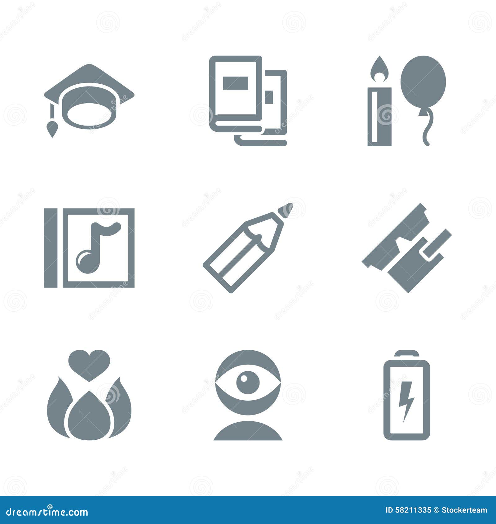 Icon Set Education and Science Gray Stock Illustration - Illustration ...