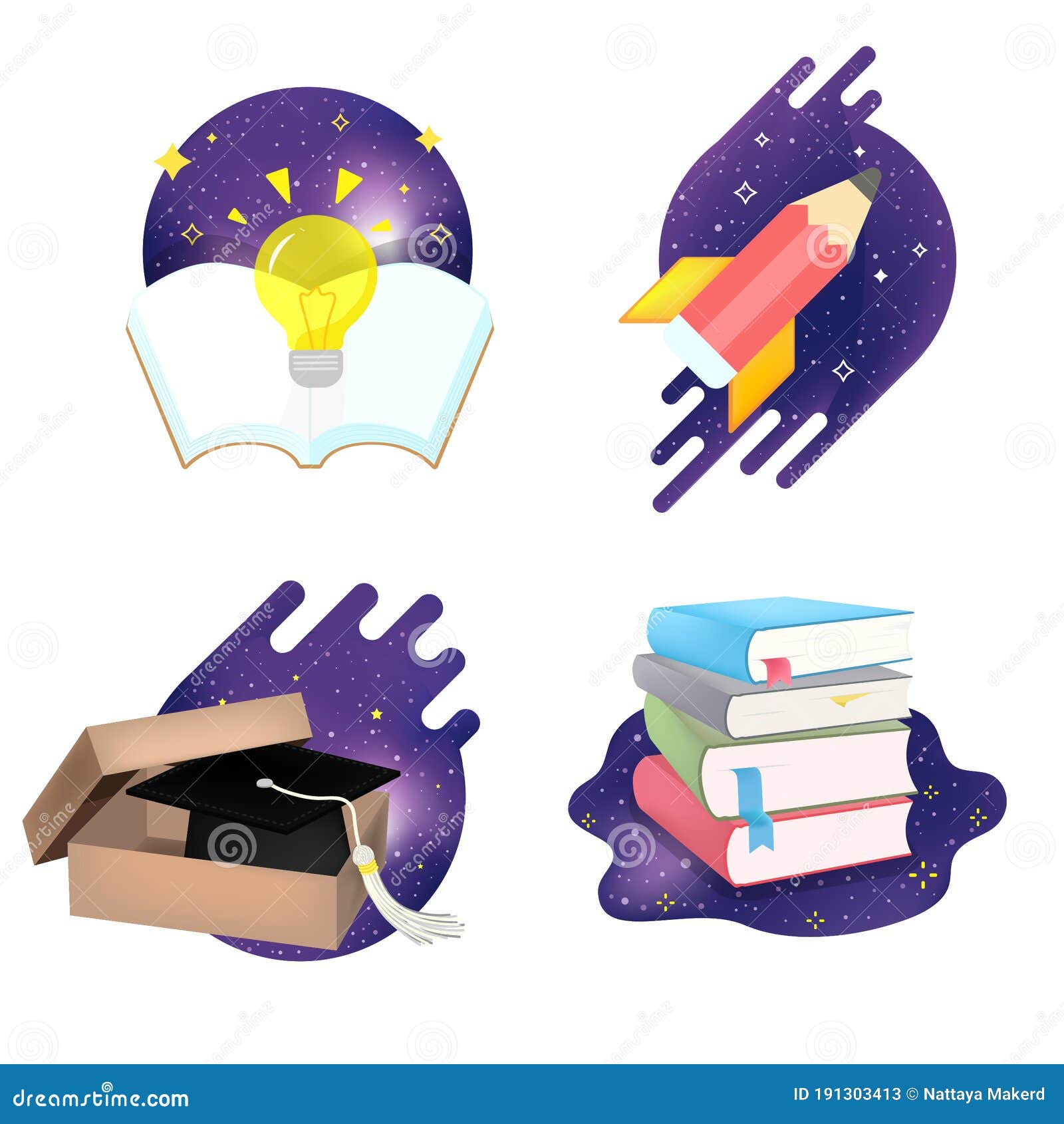 Icon Set of Education on Space Explore Stock Vector - Illustration of ...