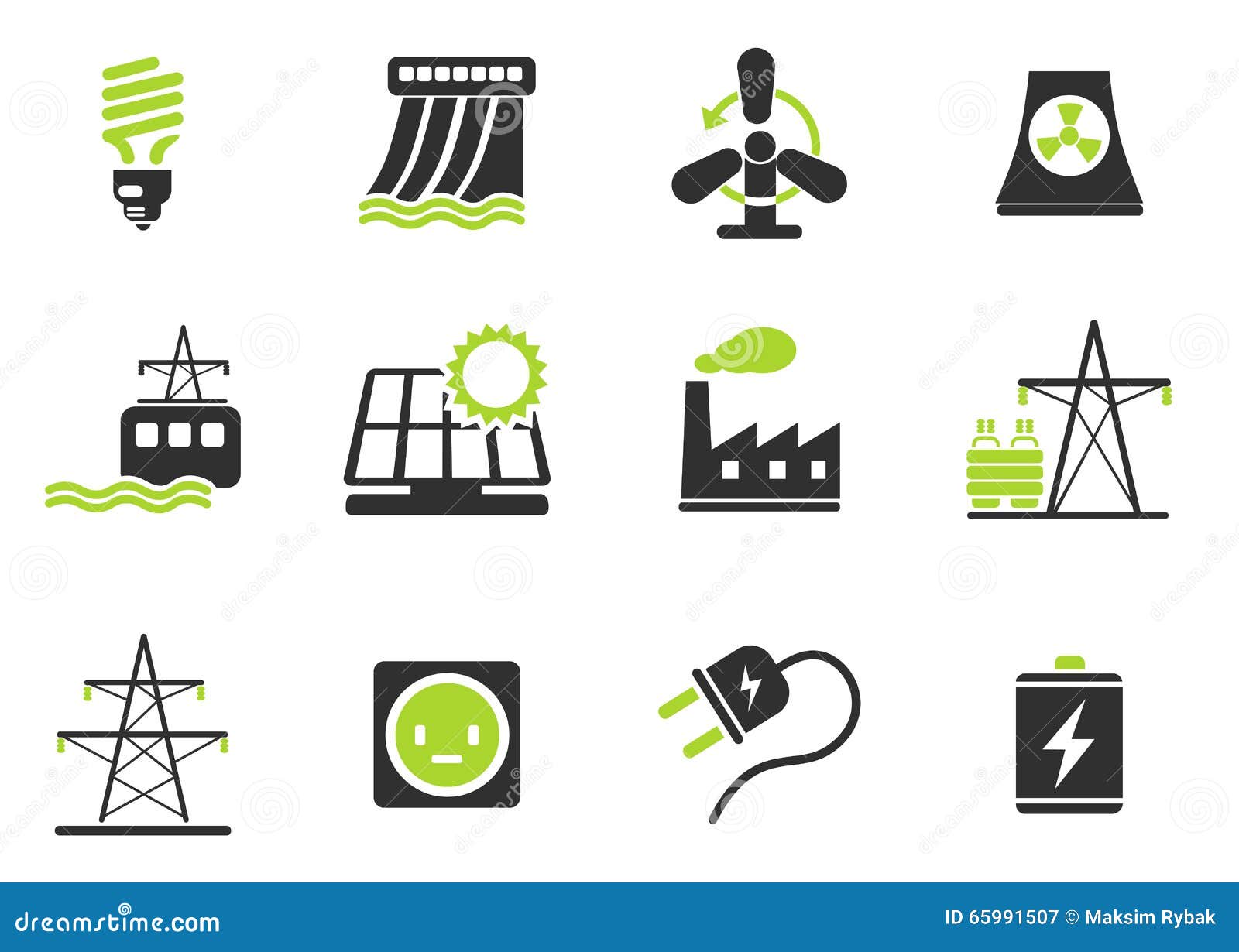Icon Set, Energy and Industry Stock Vector - Illustration of cloud ...