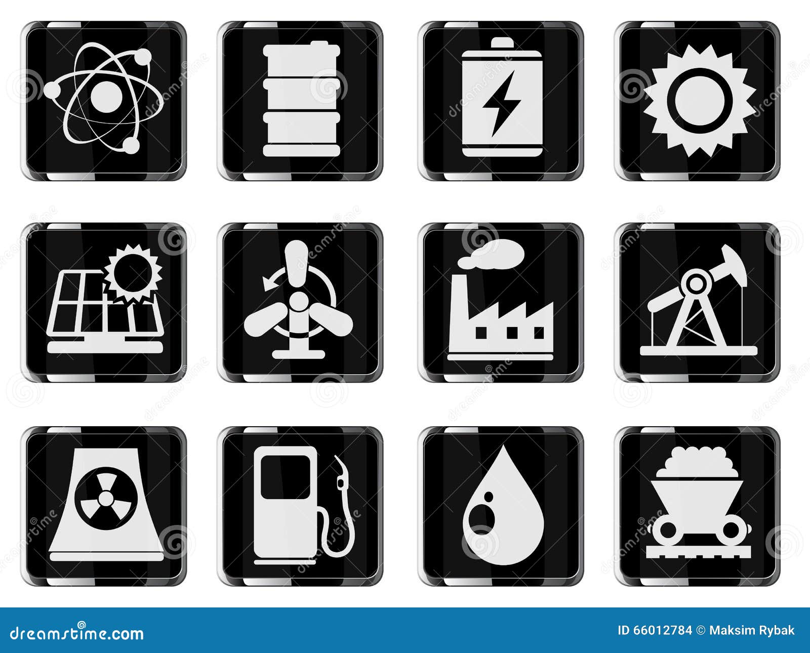 Icon Set, Energy and Industry Stock Vector - Illustration of atom ...