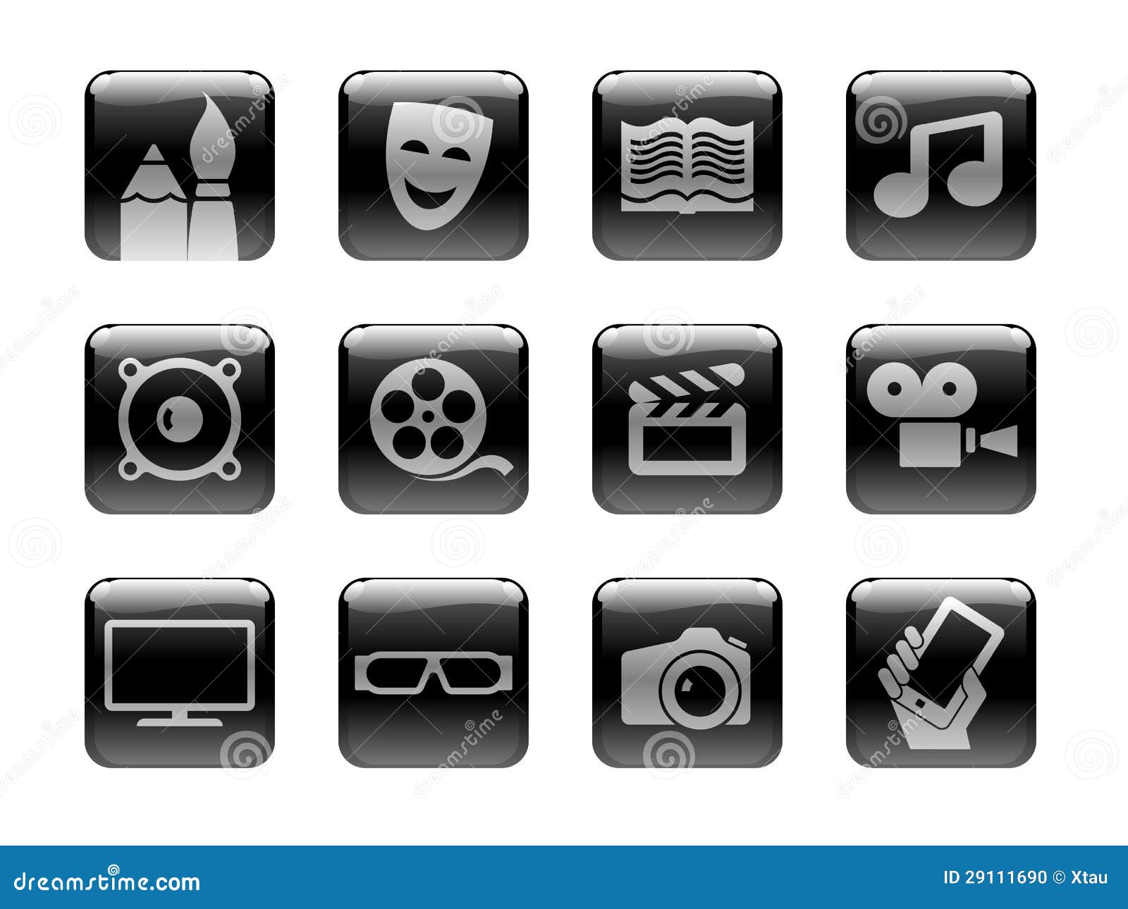 Icon Set on the Entertainment Media Theme Stock Vector - Illustration ...