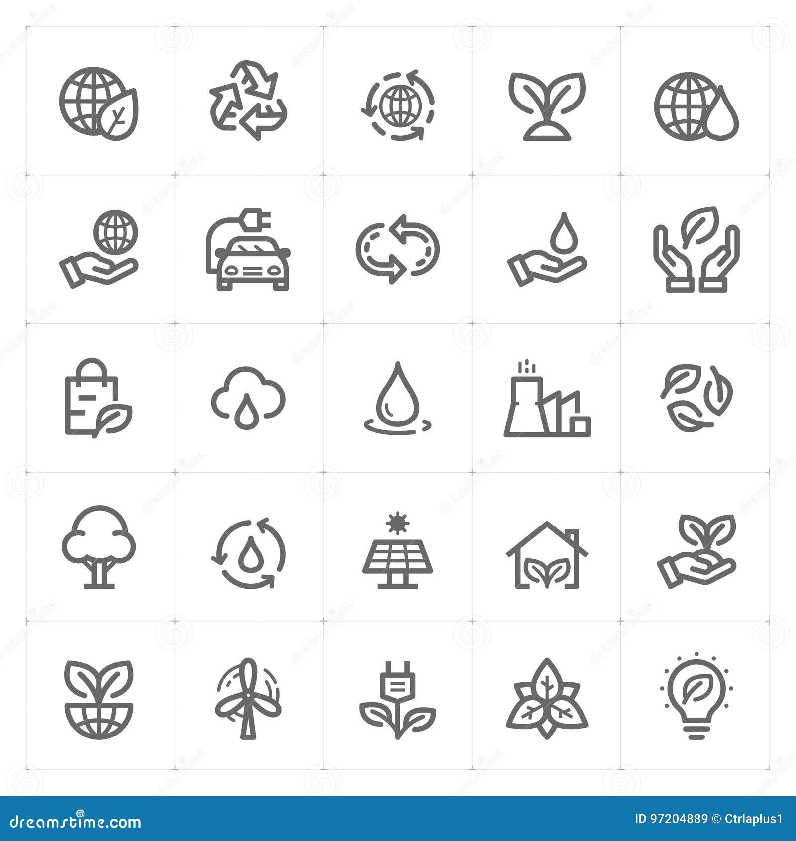 Icon Set - Environment Outline Stroke Stock Vector - Illustration of ...