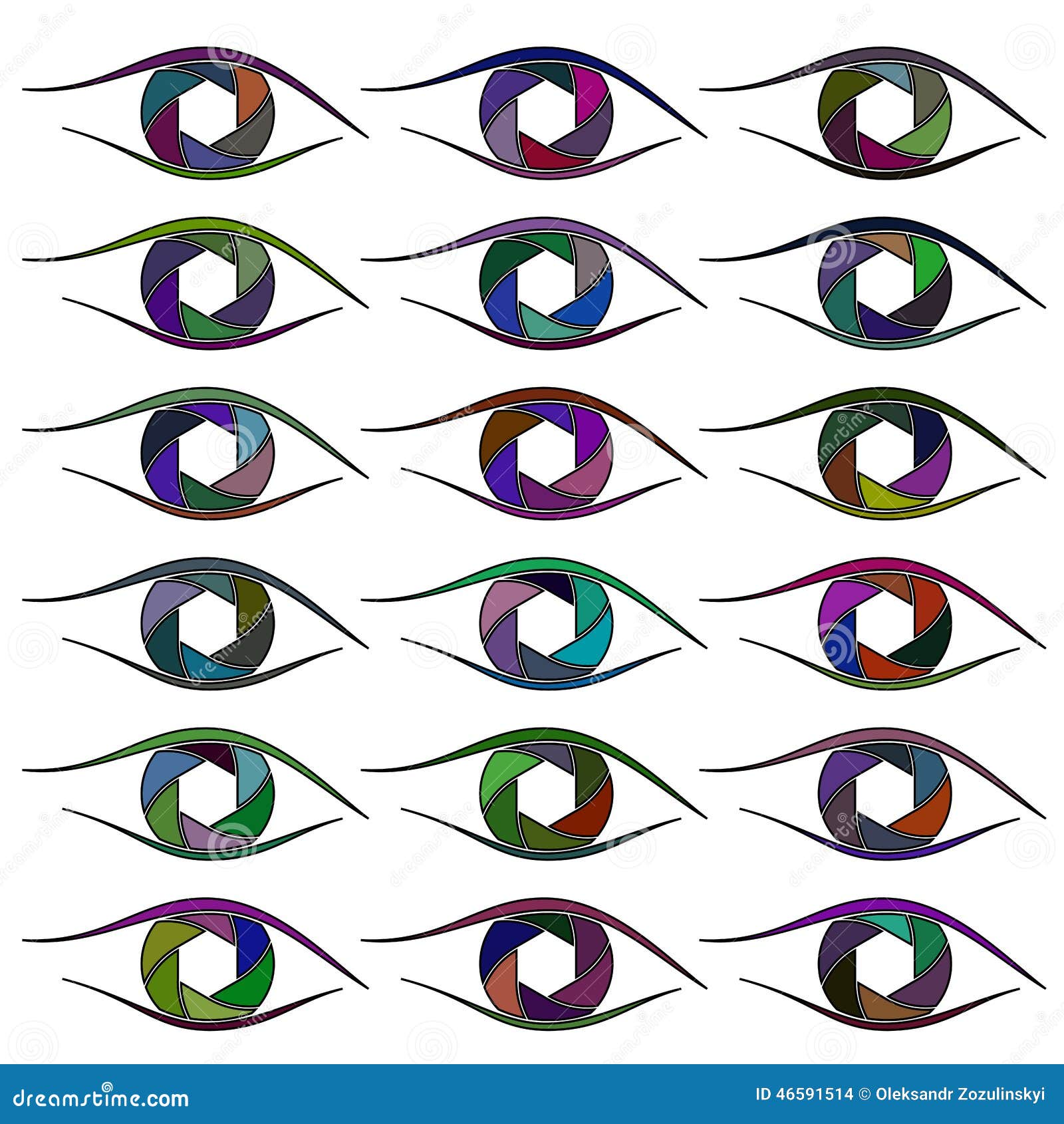 Icon set of eyes. Raster stock illustration. Illustration of blood ...