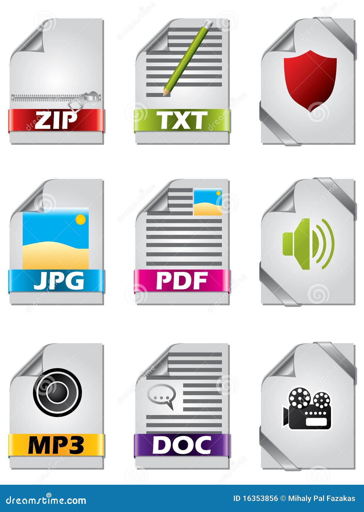 Icon set for files stock vector. Illustration of graph - 16353856