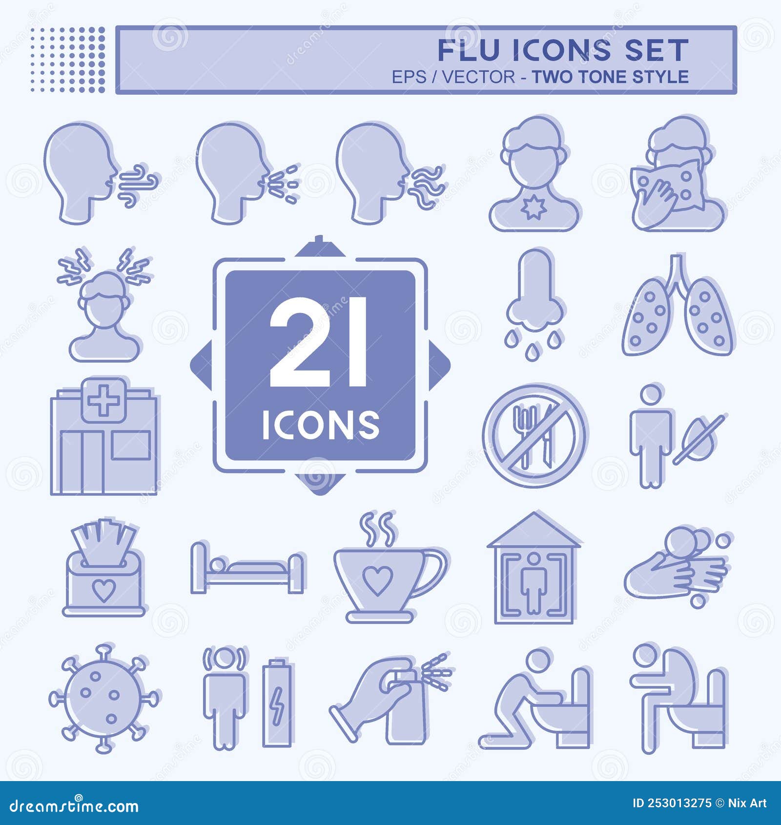 Icon Set Flu. Suitable for Education Symbol. Two Tone Style. Simple ...