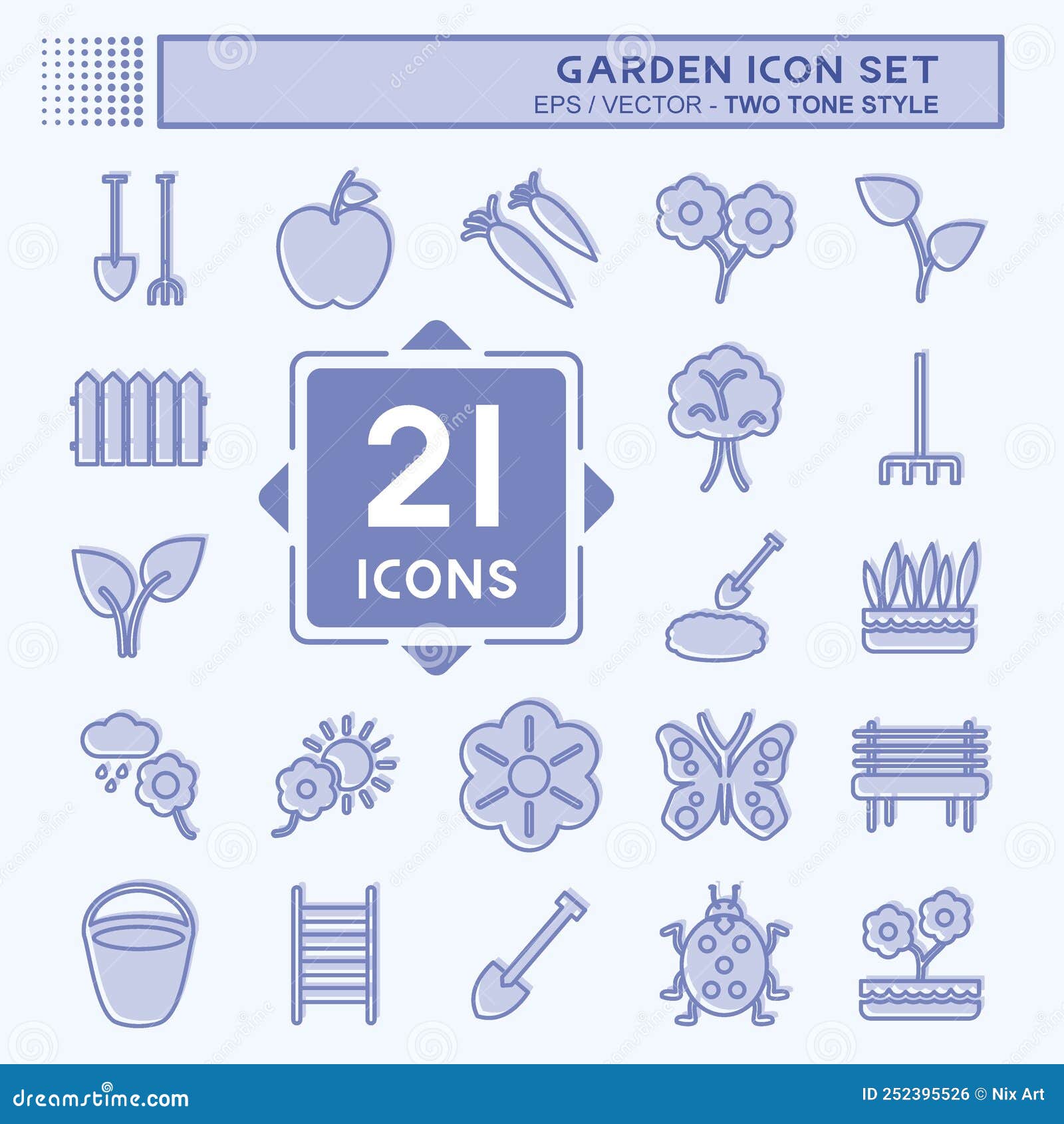 Icon Set Garden. Suitable for Garden Symbol. Two Tone Style. Simple ...