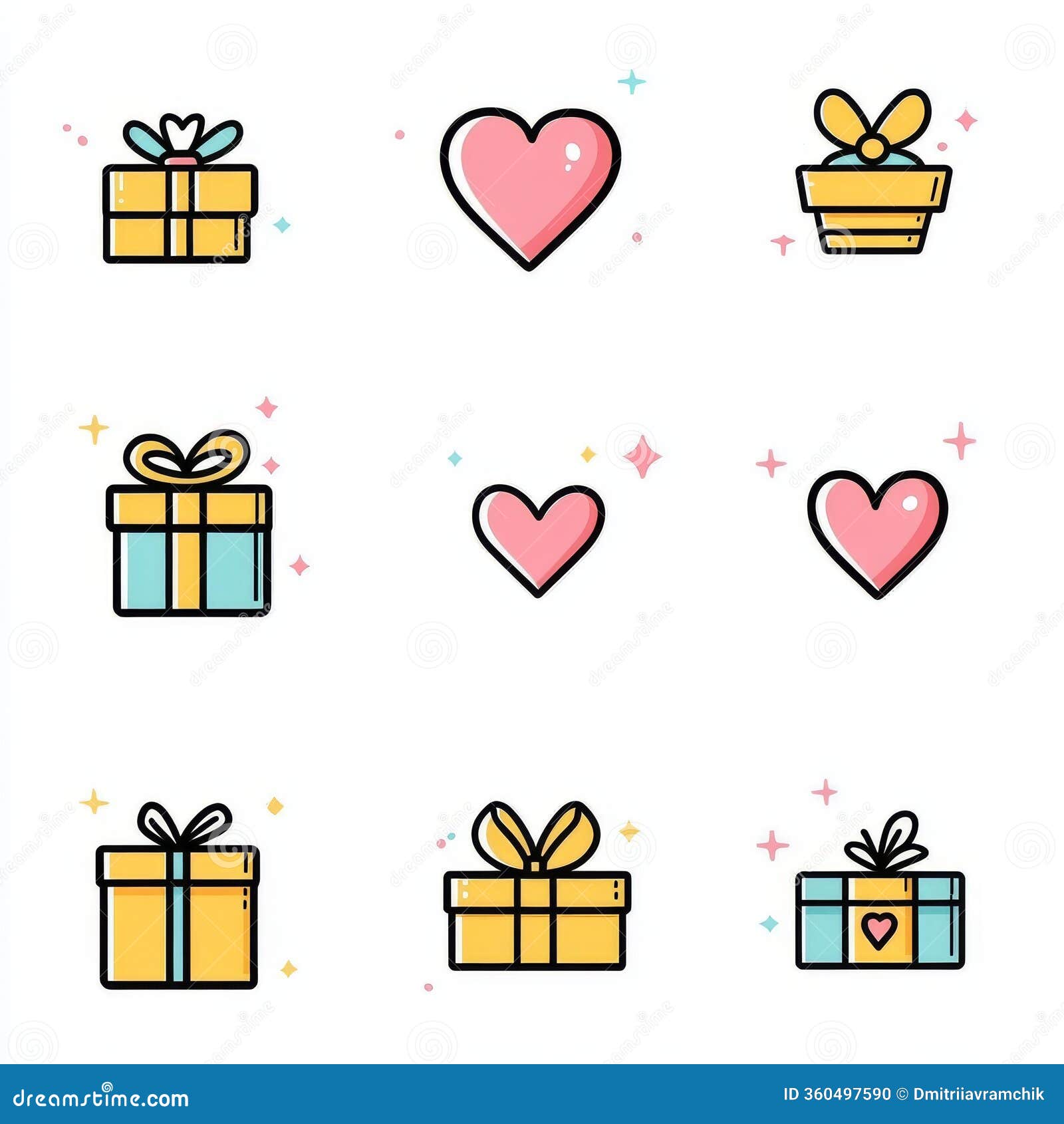 Icon Set of Gift Boxes, Giftbox Silhouettes, Logo for Congratulation ...