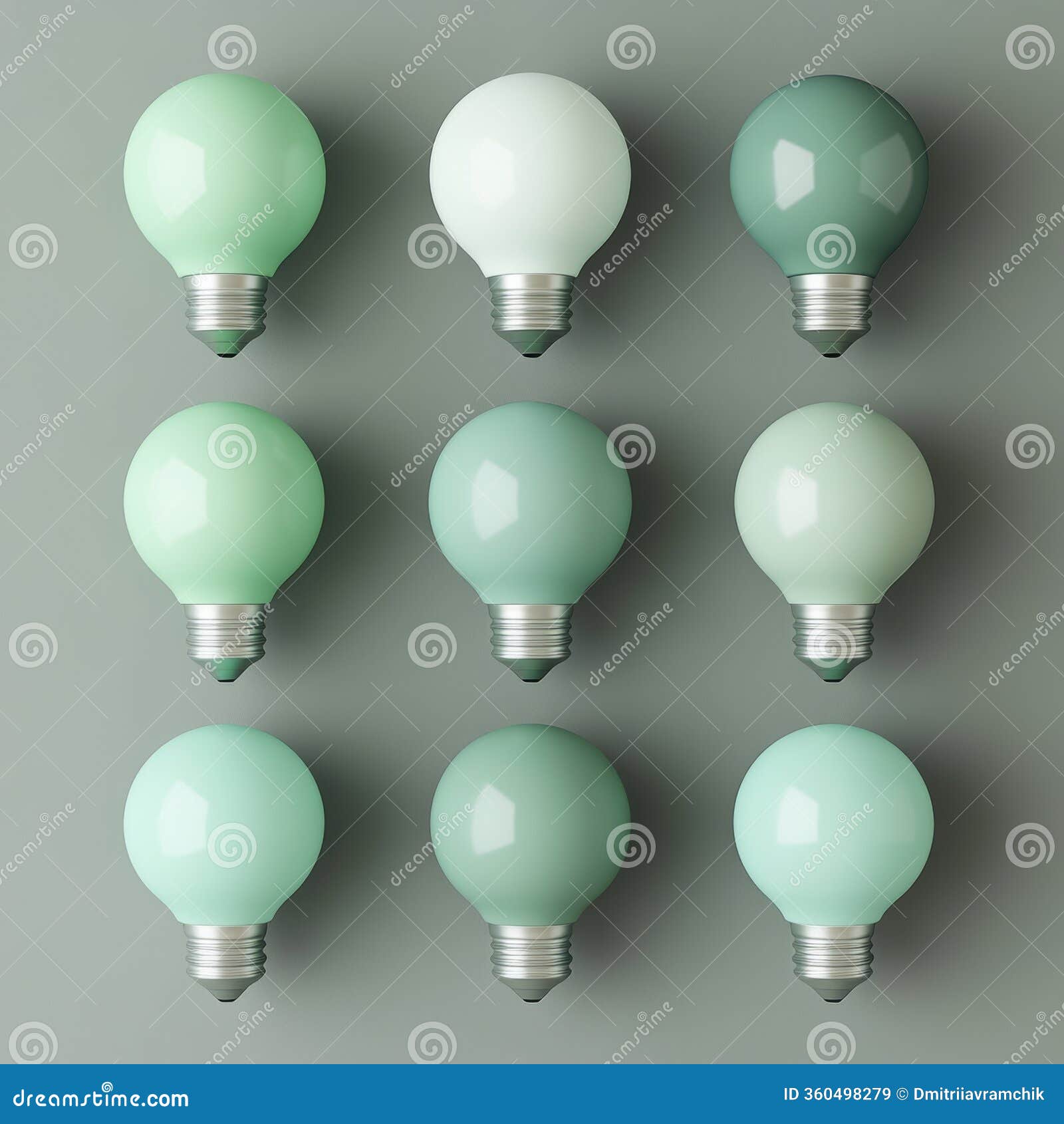 An Icon Set of Green Light Bulbs, a Set of Lightbulbs Isolated, a ...