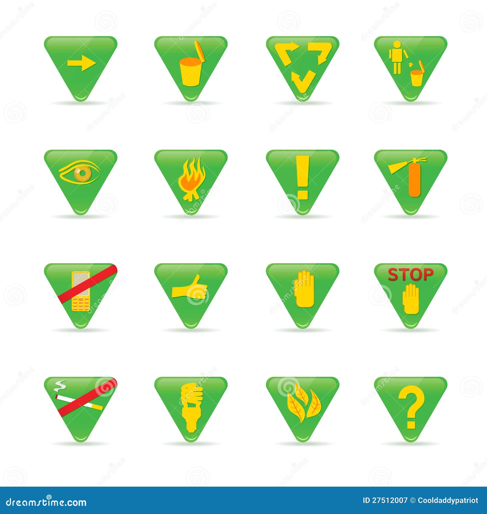 Icon Set Green Triangles Ecology Stock Vector - Illustration of ...