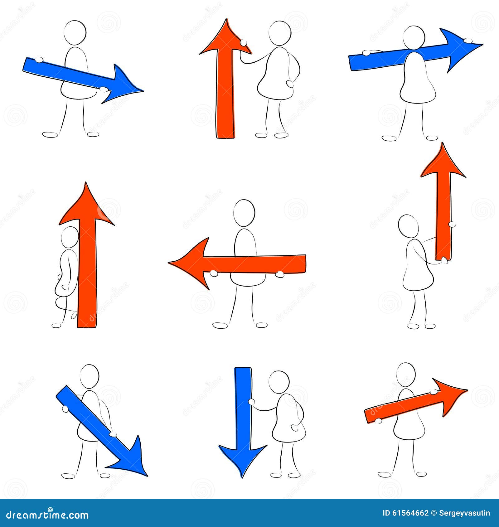 Icon Set Grey Man with Arrow Stock Vector - Illustration of diagram ...