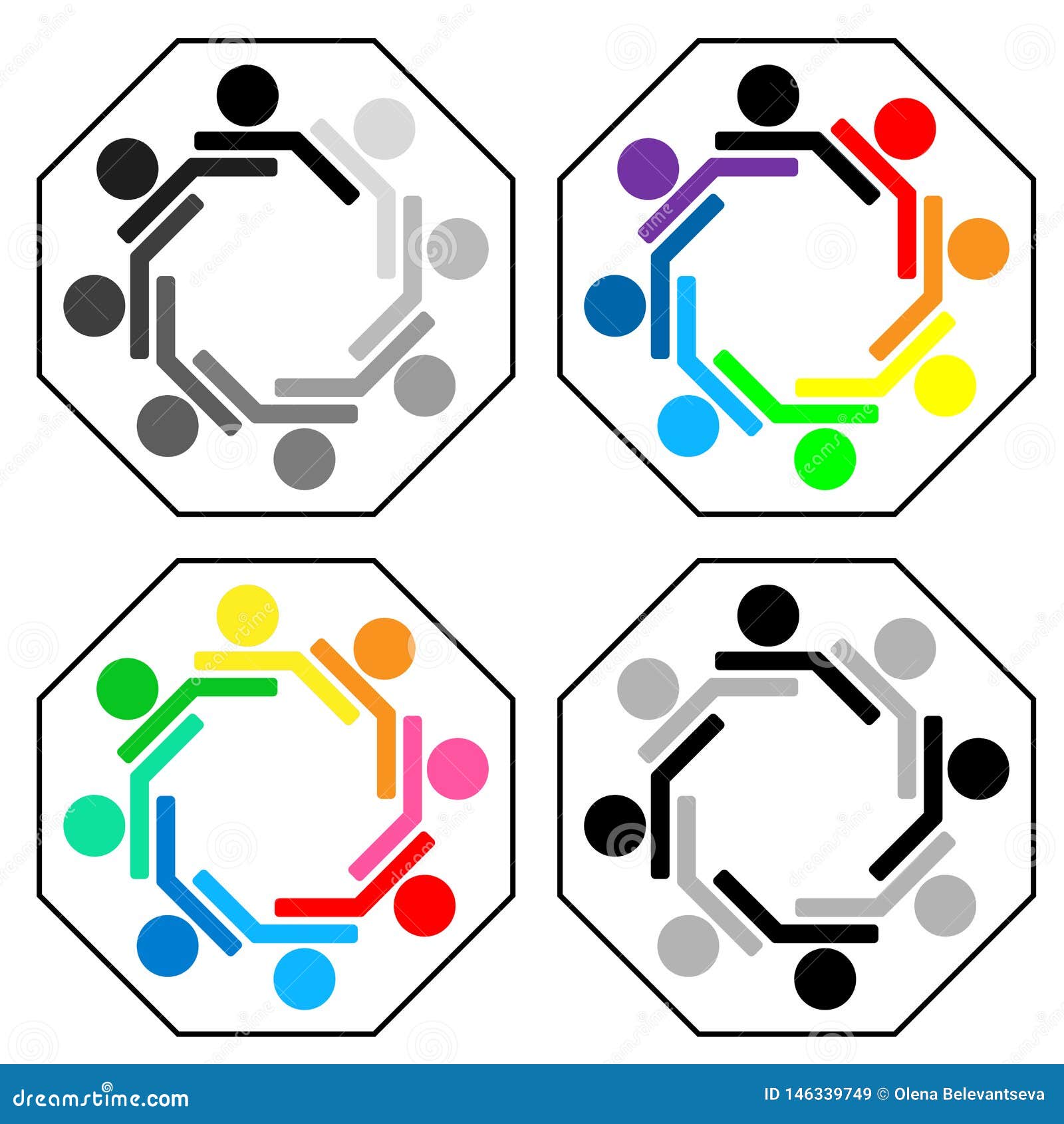 Icon Set of Group of People in a Team, Concept of Team and Unity Stock ...