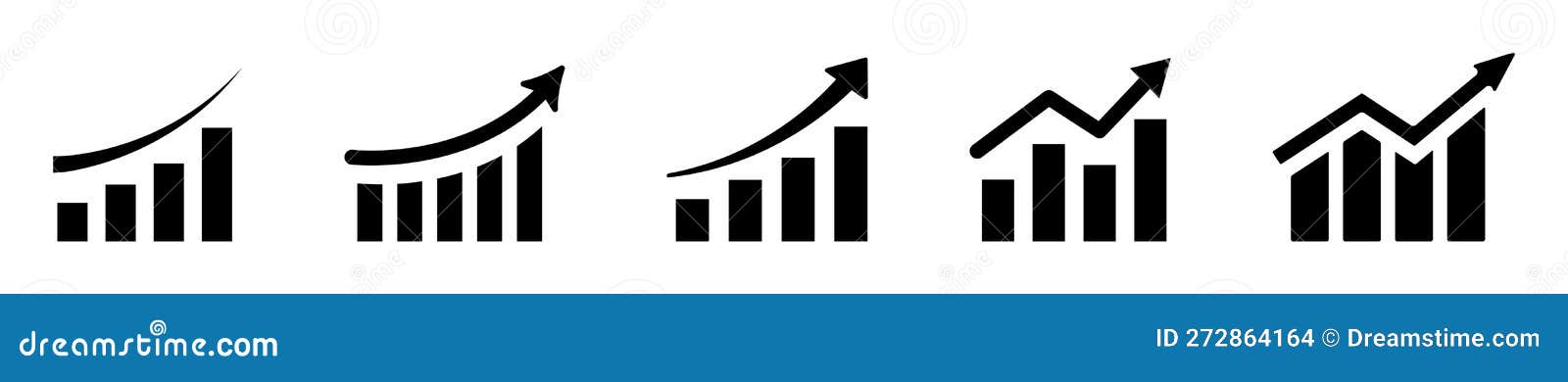 Icon Set of Growing Graph. Business Increase Chart with Arrow Symbol ...