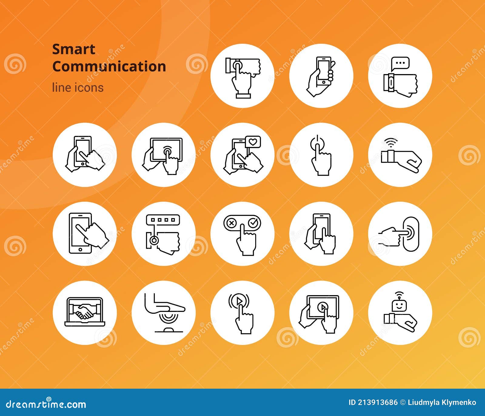 Icon Set of Hands Holding a Communication Device Stock Vector ...