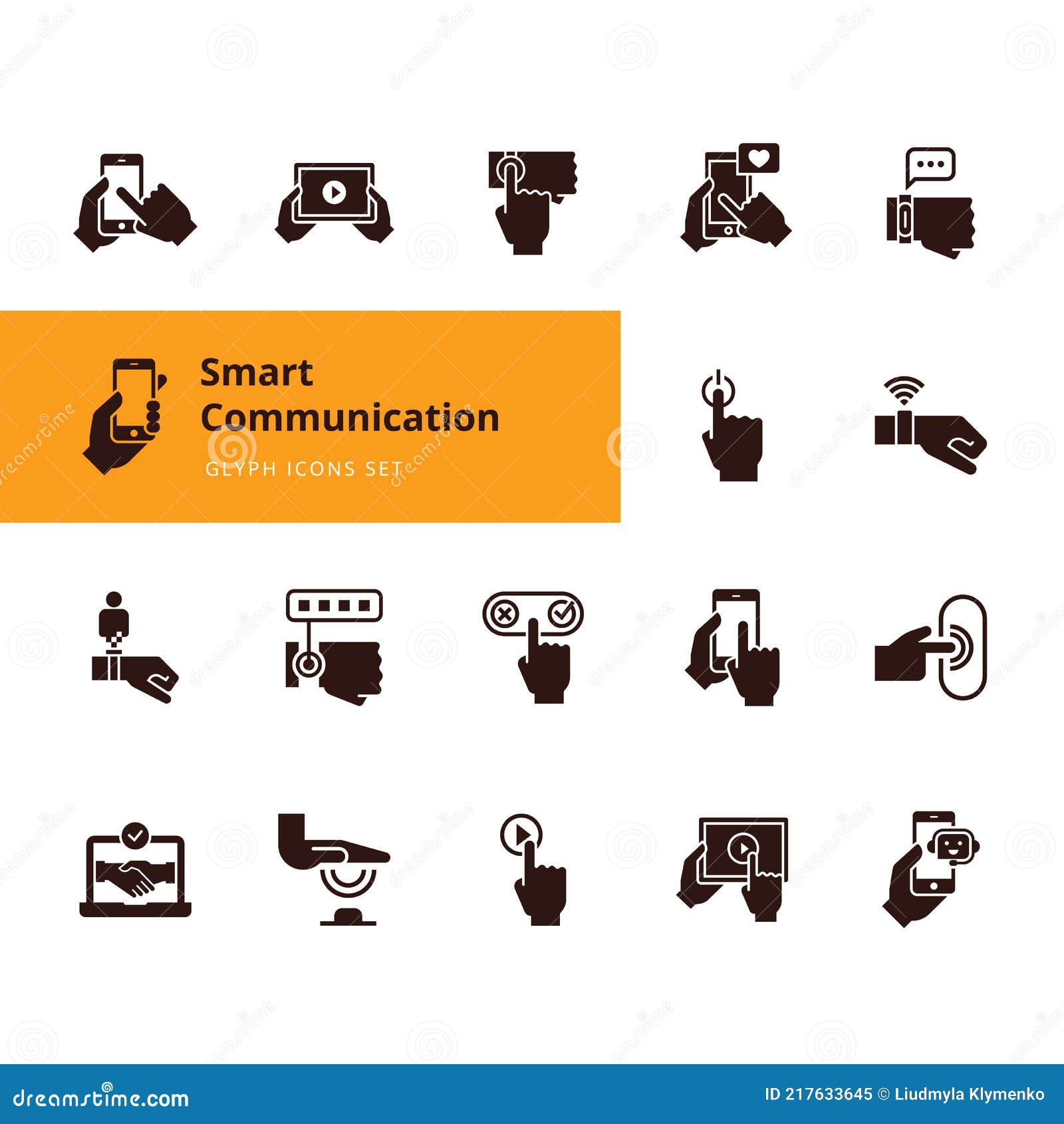 Icon Set of Hands Holding a Communication Device Stock Vector ...