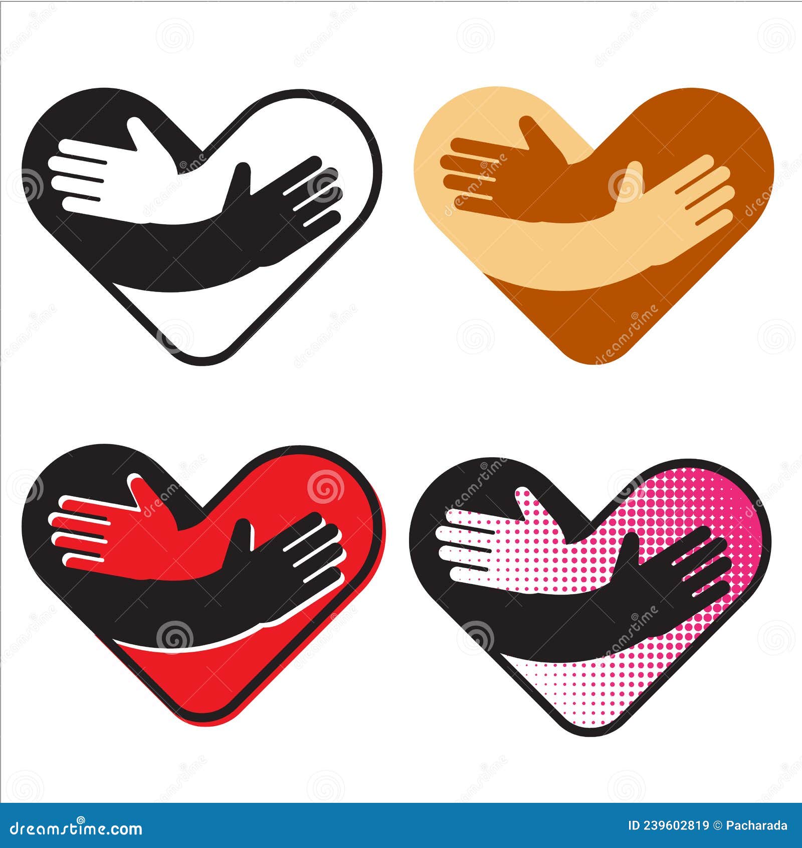 Icon Set of a Heart Hug. Vector Image, Sign & Symbol Stock Vector ...