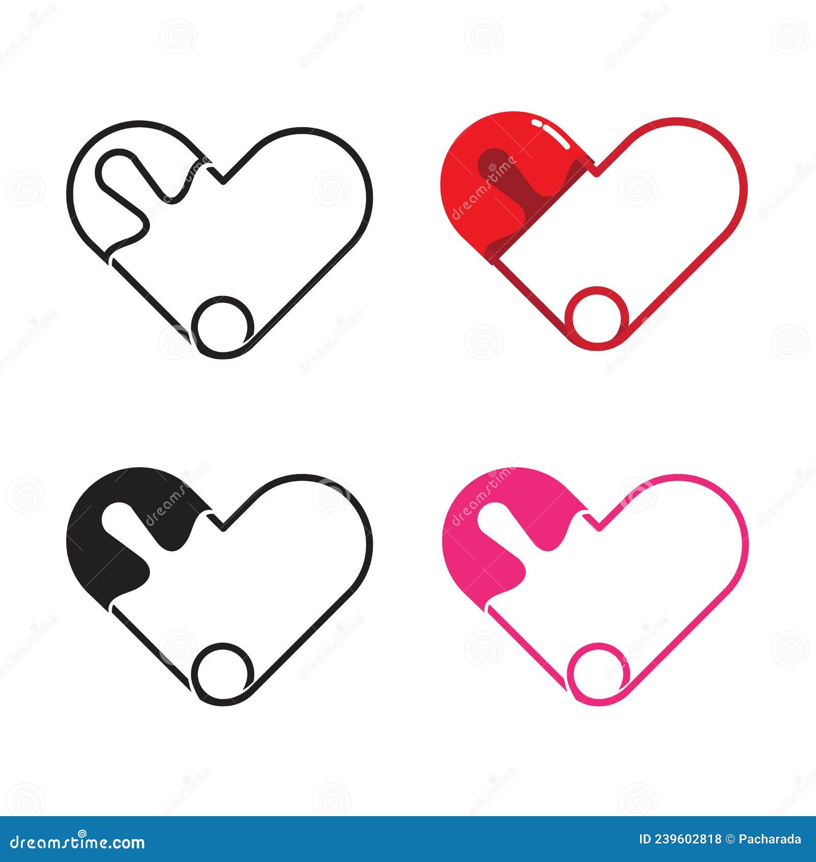 Icon Set of a Heart Pin. Vector Image, Sign & Symbol Stock Vector ...