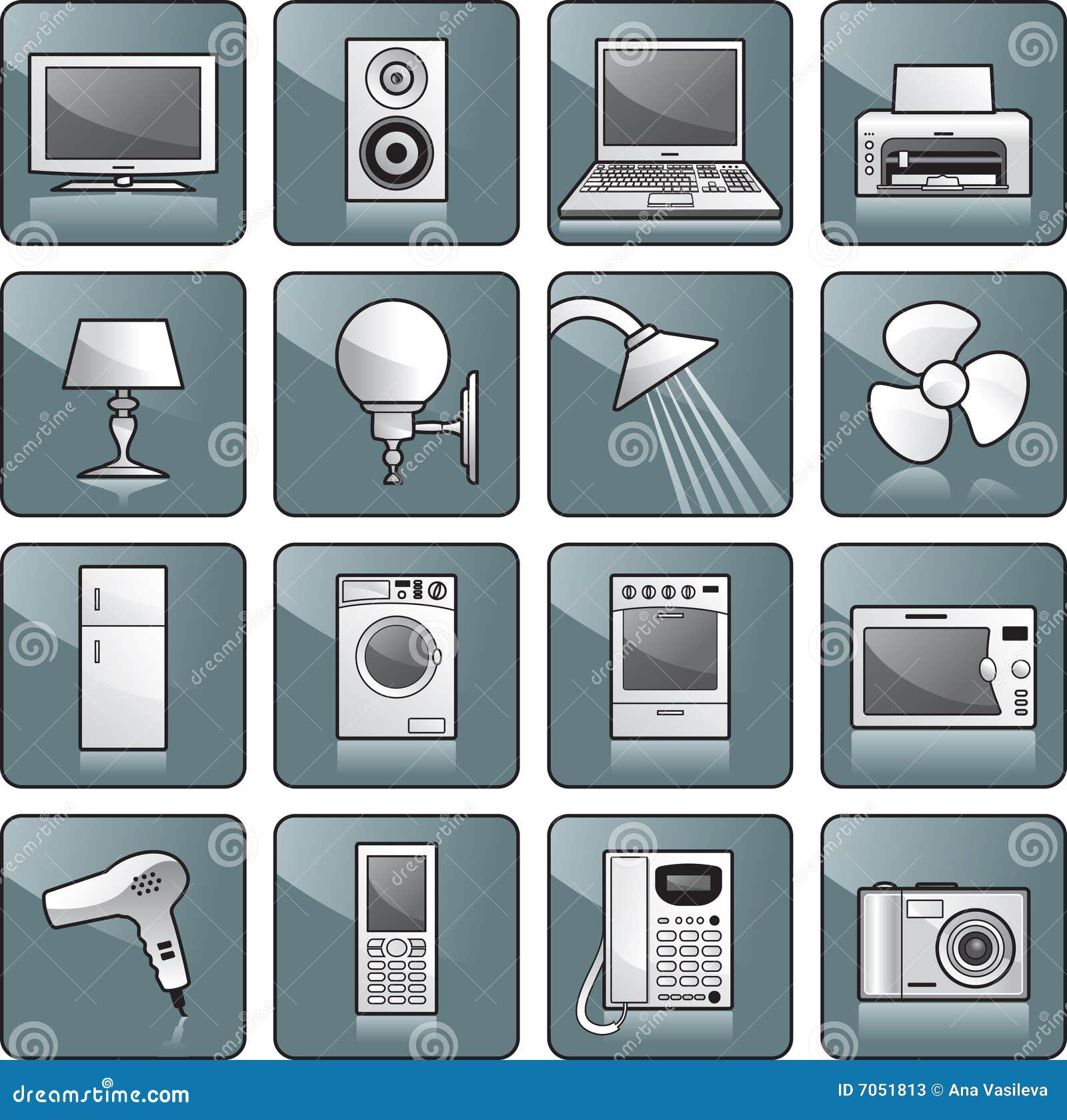 Icon set - home equipment stock vector. Illustration of microwave - 7051813