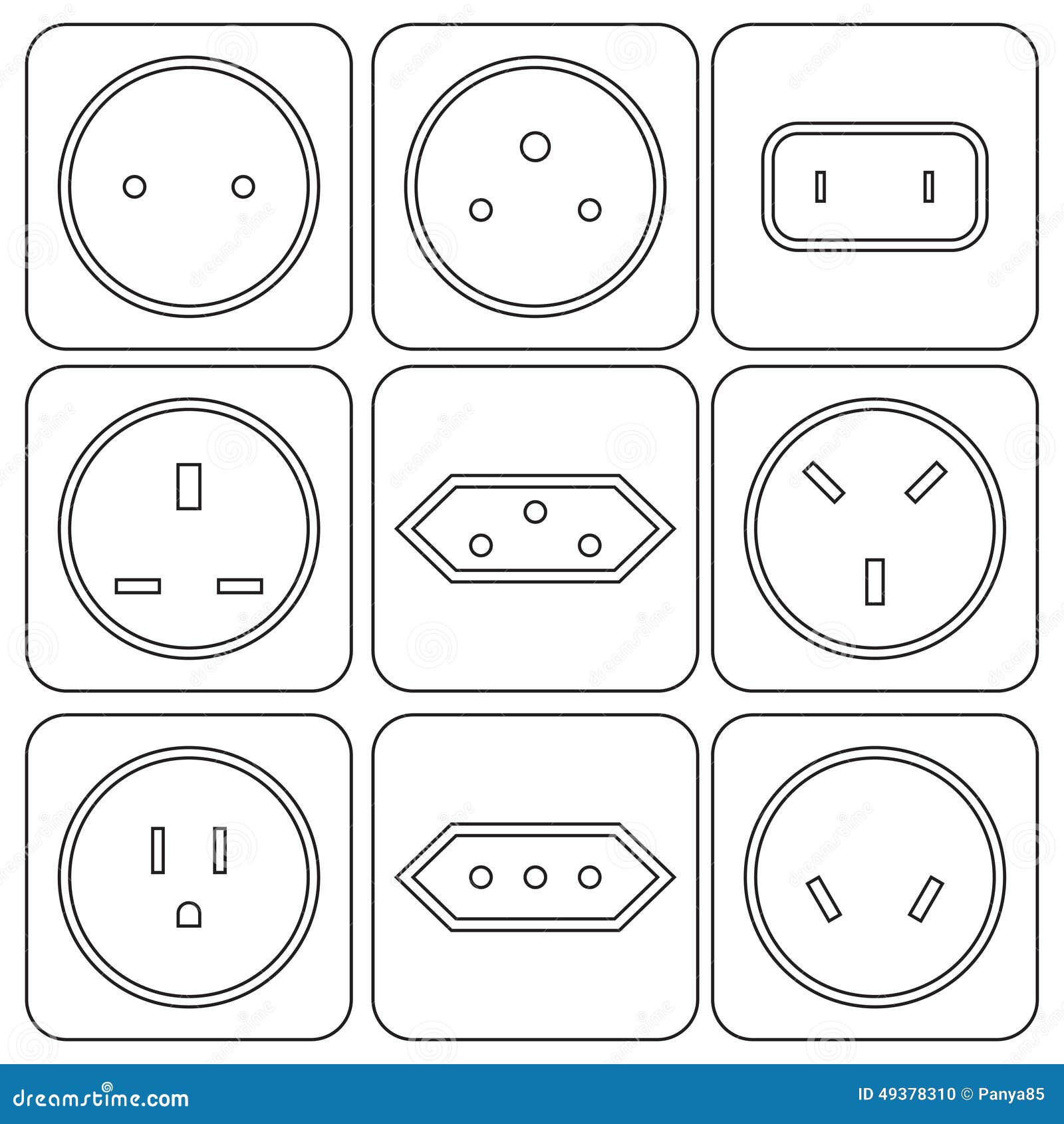 Electric Sockets, Switch And Cords. Vector Illustration, Eps10. White ...