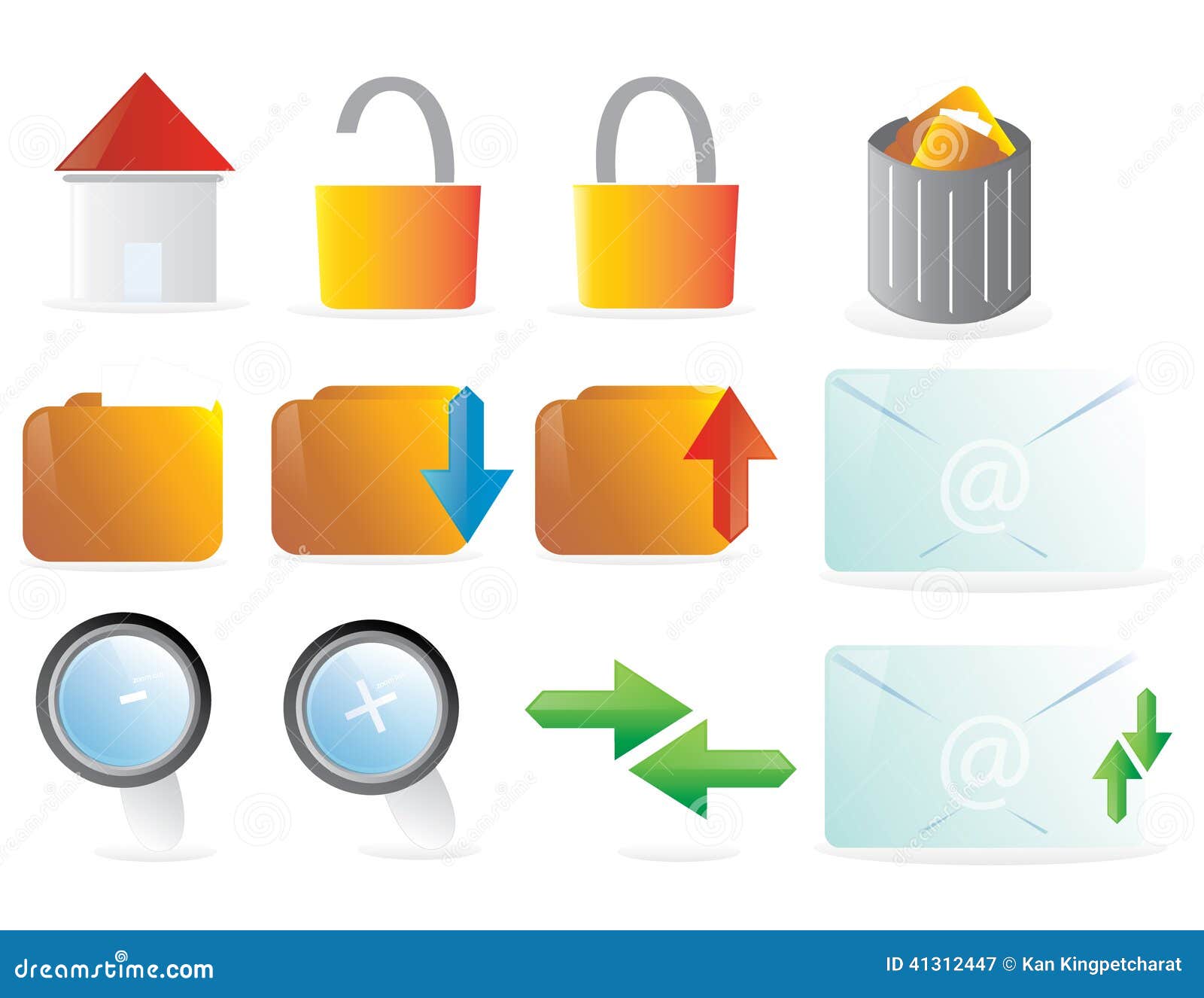 Icon Set of Internet and Computer Stock Vector - Illustration of home ...