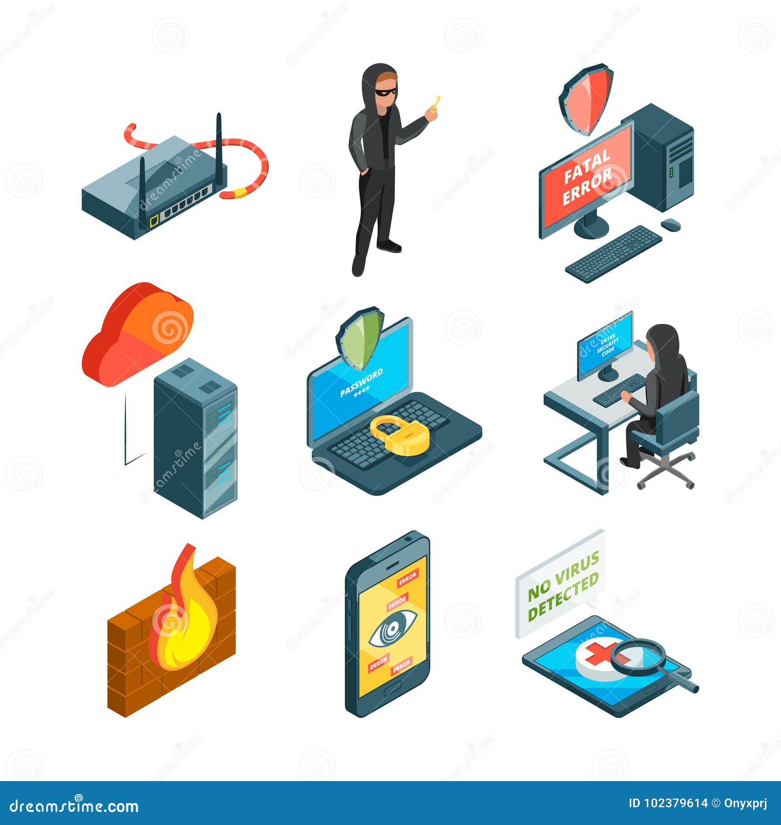 Icon Set of Internet Security. Web Protection Stock Vector - Illustration of internet, hacker ...