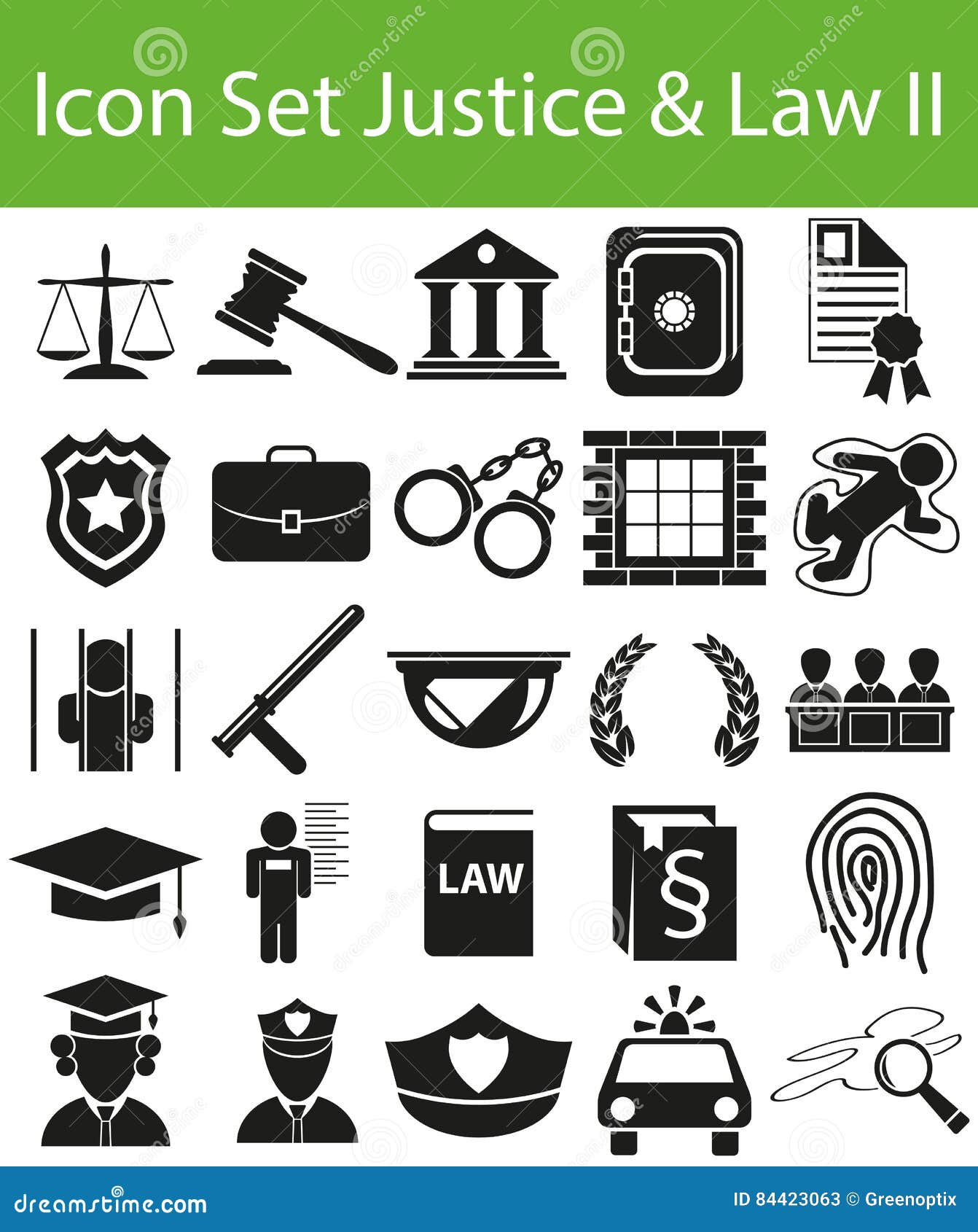 Icon Set Justice & Law II Stock Vector - Illustration of murder, jura ...