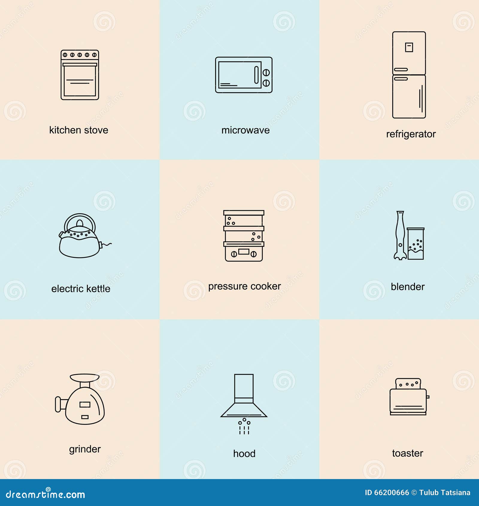 Icon Set of Kitchen Appliances. Stock Vector - Illustration of vector ...