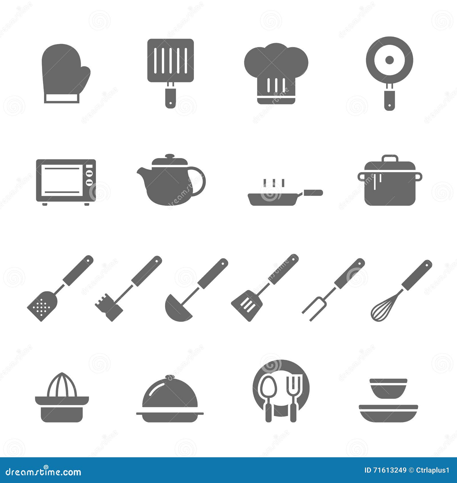 Icon set - kitchenware stock vector. Illustration of equipment - 71613249