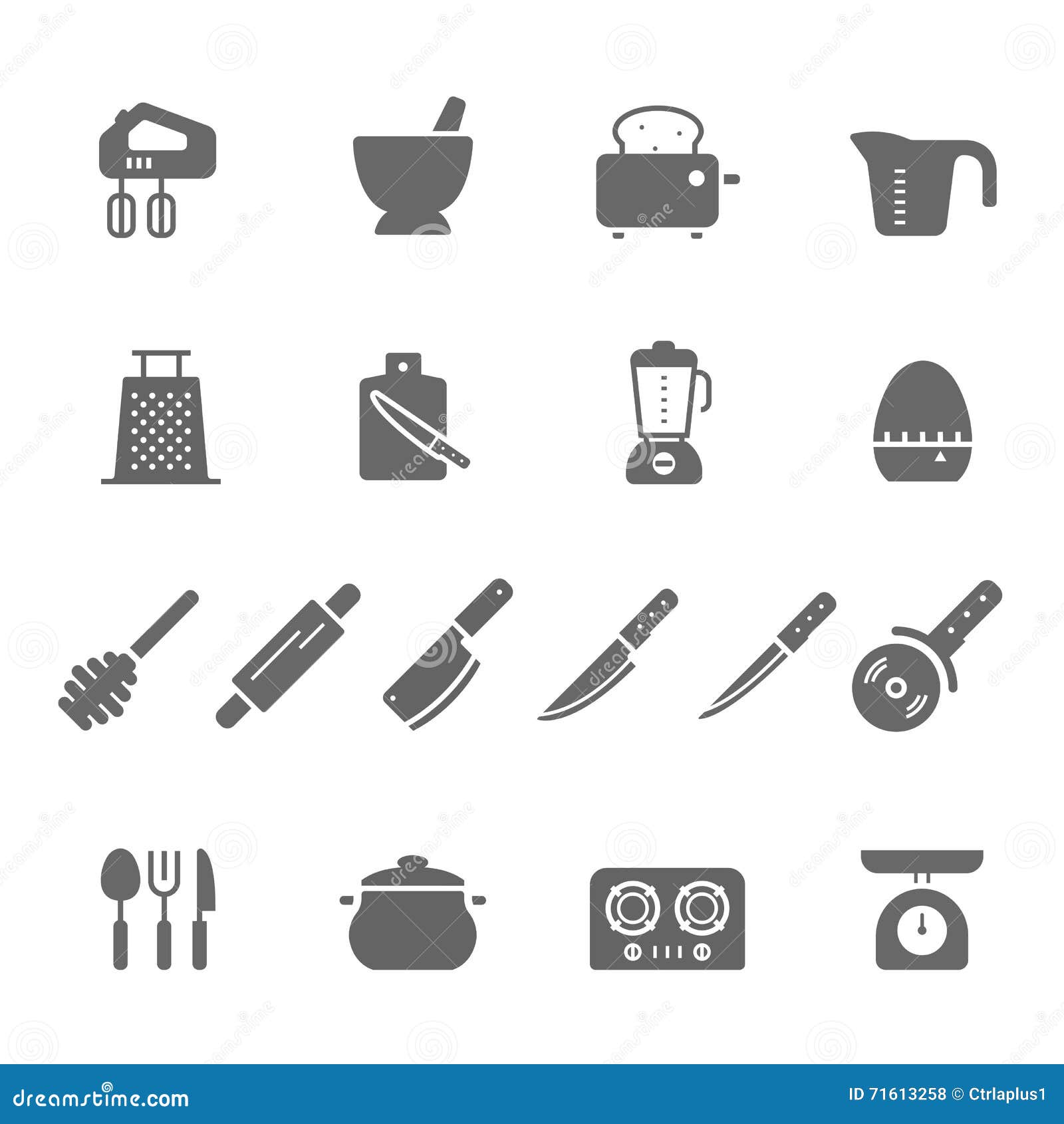 Icon set - kitchenware stock vector. Illustration of chef - 71613258