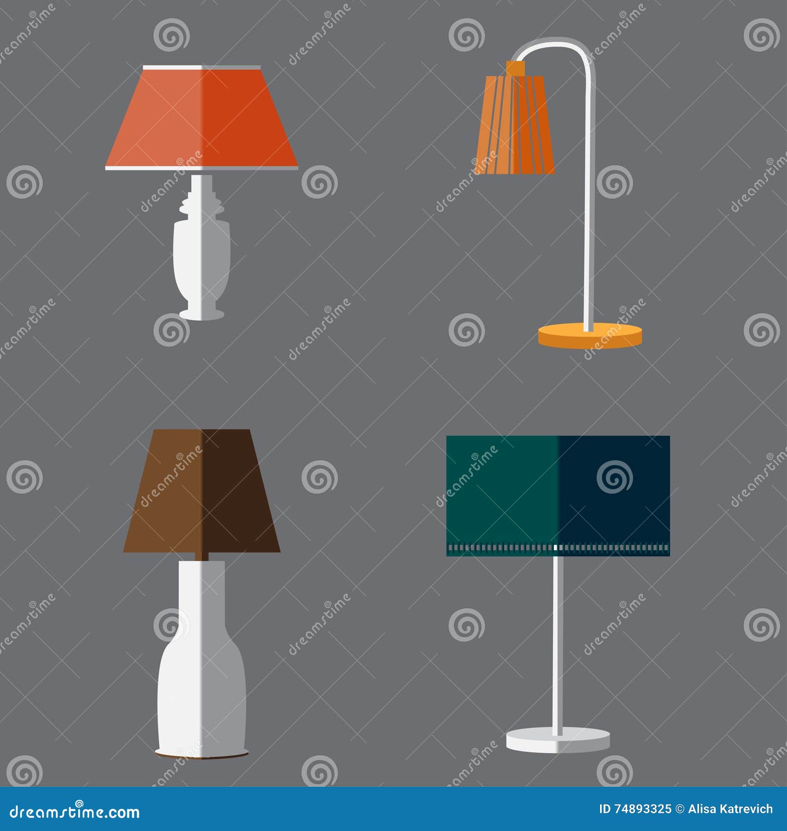 Icon Set of Lamps. Modern Flat Style Stock Vector - Illustration of ...