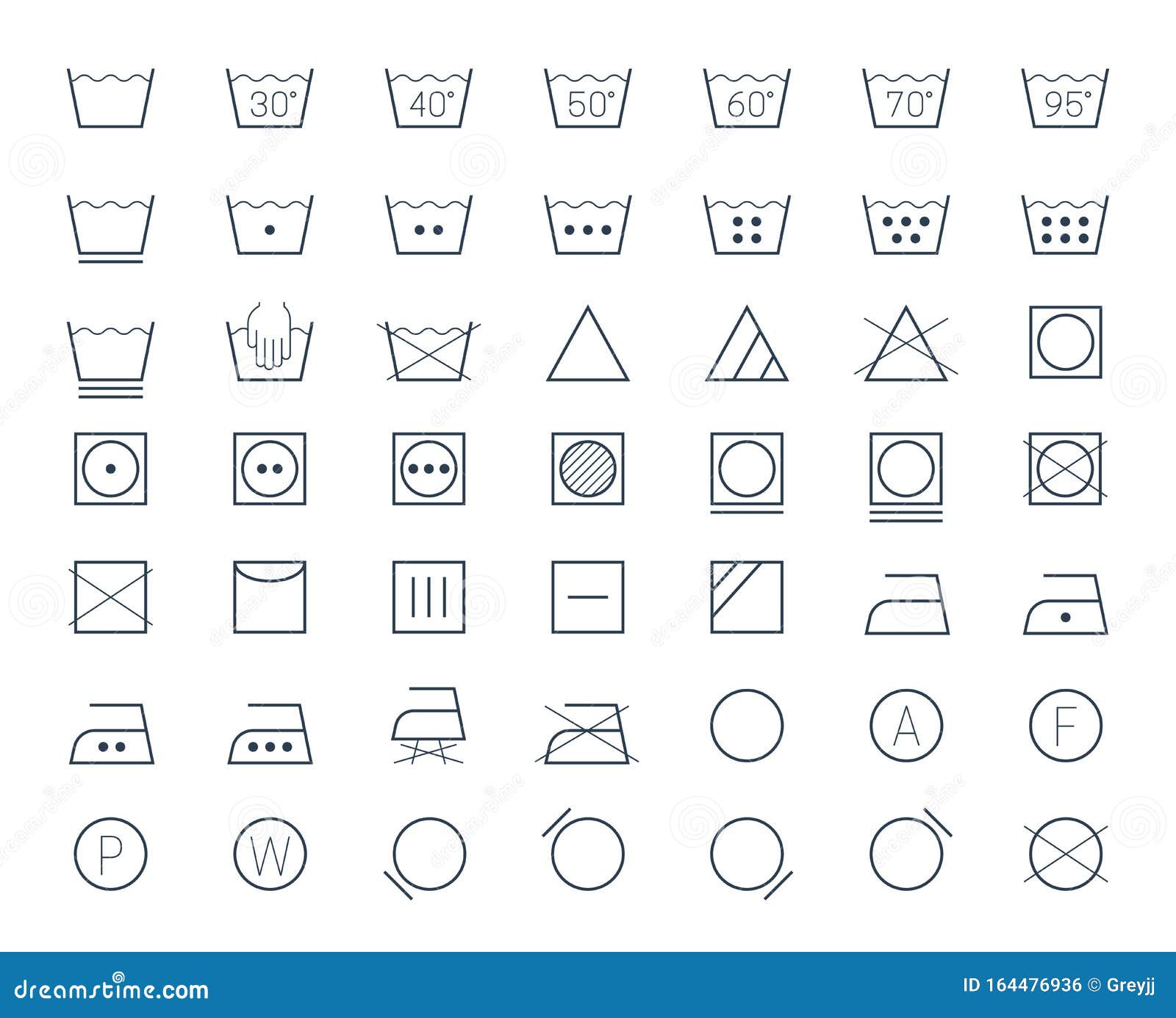 Textile Care Symbols, Vector Set | CartoonDealer.com #31808519