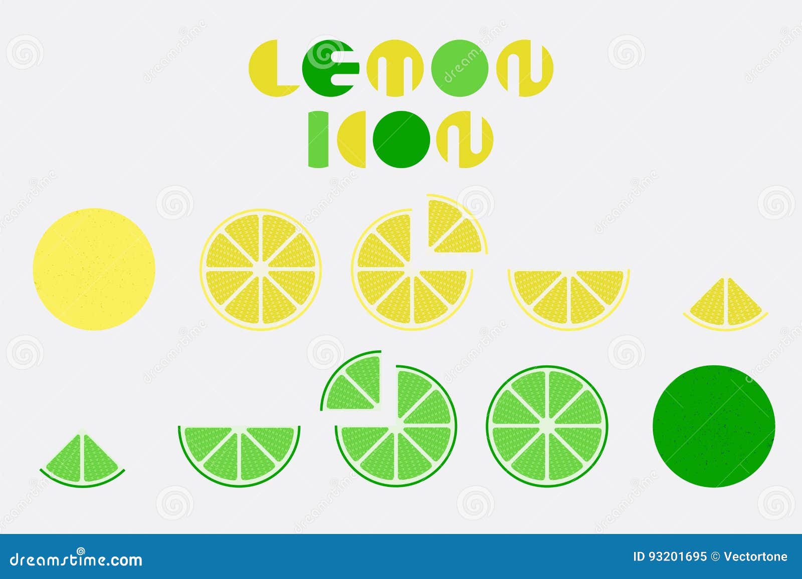 Icon Set of Lemon Graphic with Circular Shape Design. Stock Vector ...
