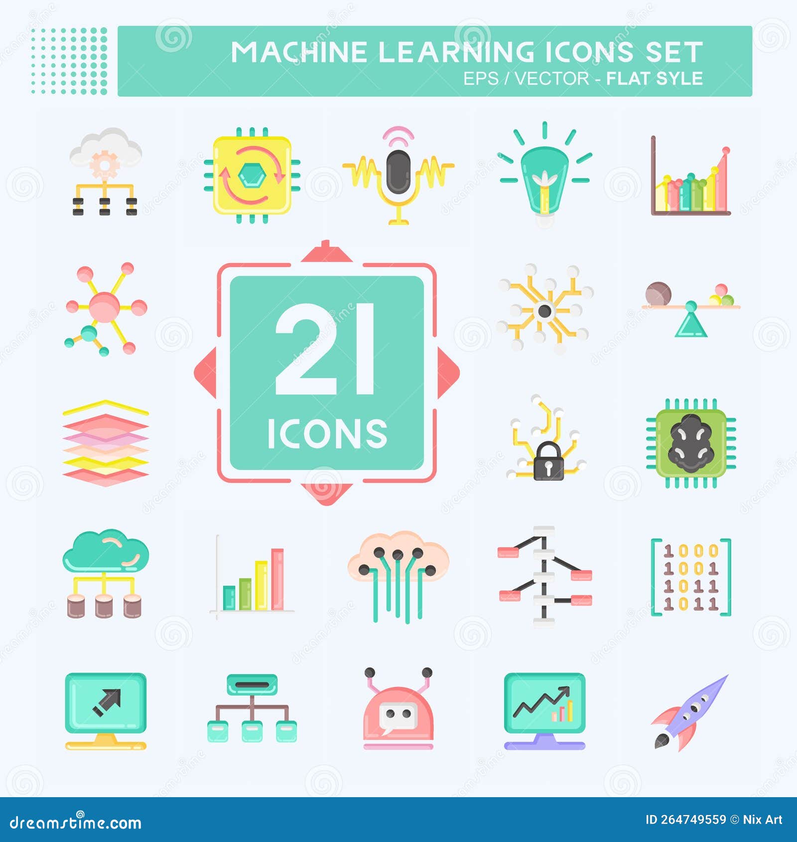 Icon Set Machine Learning. Related To Machine Learning Symbol. Flat ...