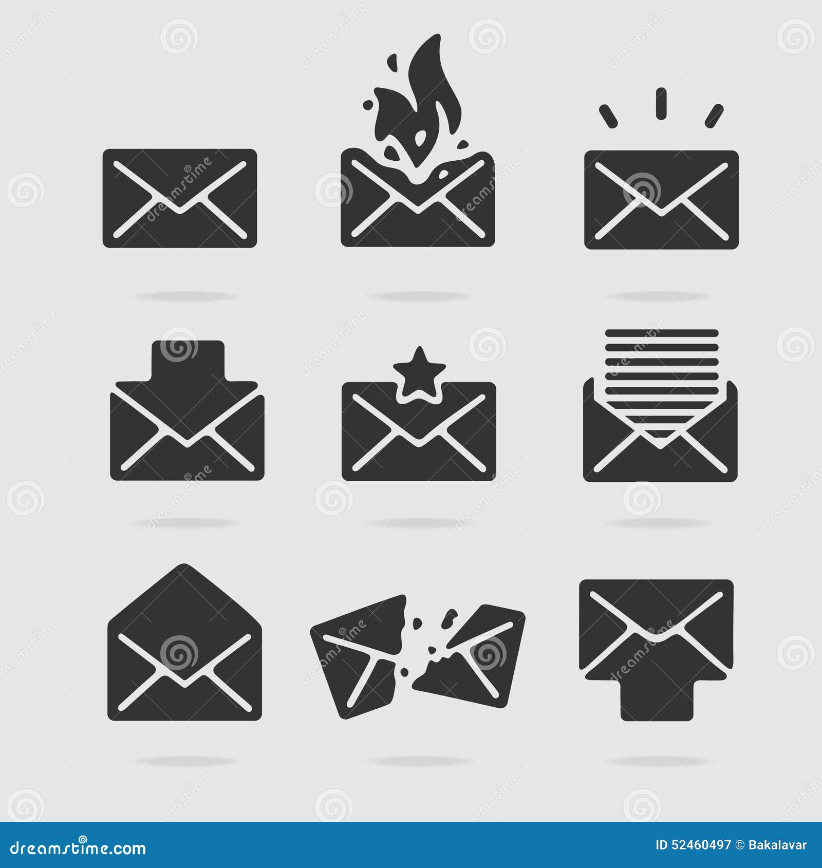 Icon Set Mail stock vector. Illustration of envelope - 52460497