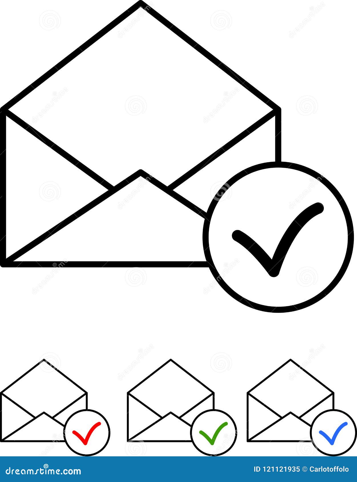 Icon Set - Mail with Check Mark - Vector Stock Vector - Illustration of ...