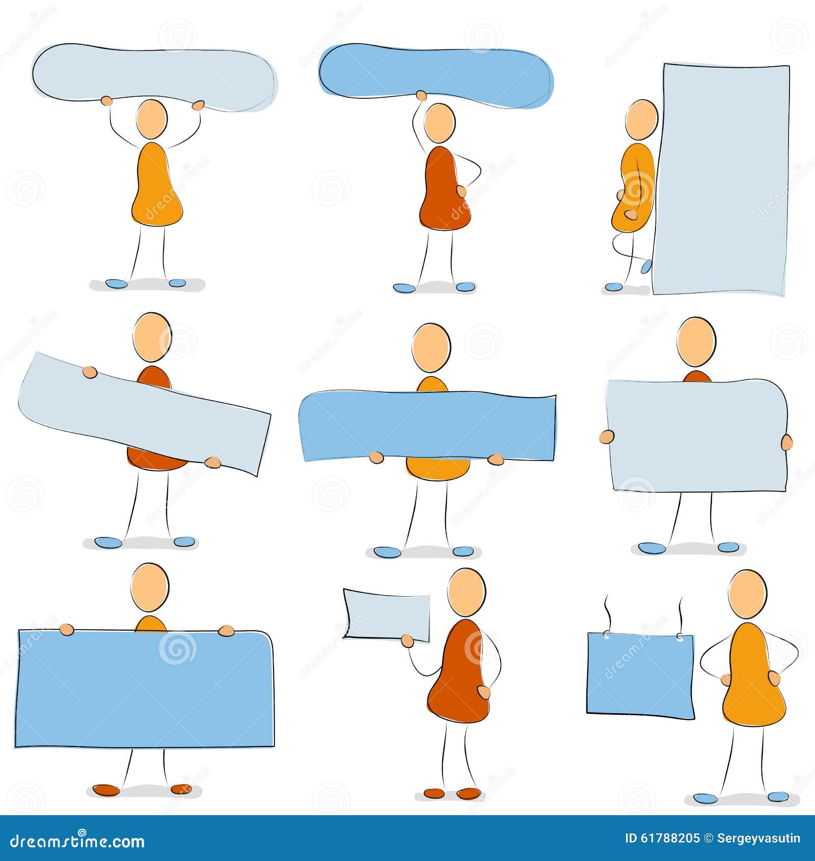 Icon set - man with a sign stock illustration. Illustration of banner ...
