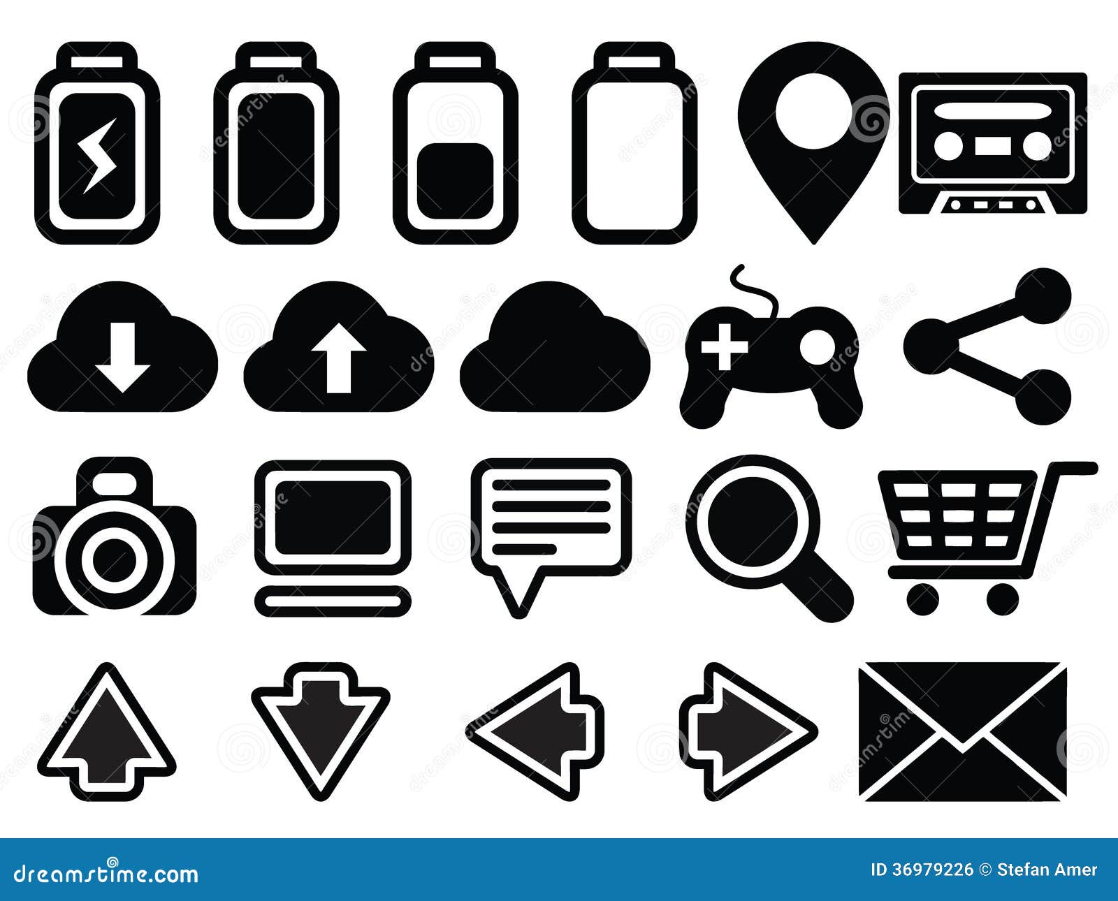 Icon set media computer stock vector. Illustration of share - 36979226